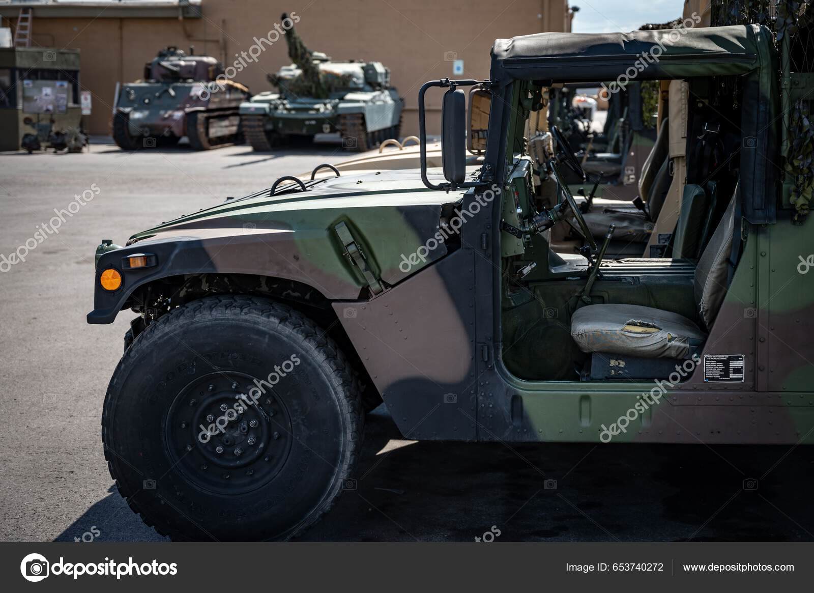 Detalle Humvee Una Base Militar Los Estados Unidos América Del — Foto editorial de stock ...