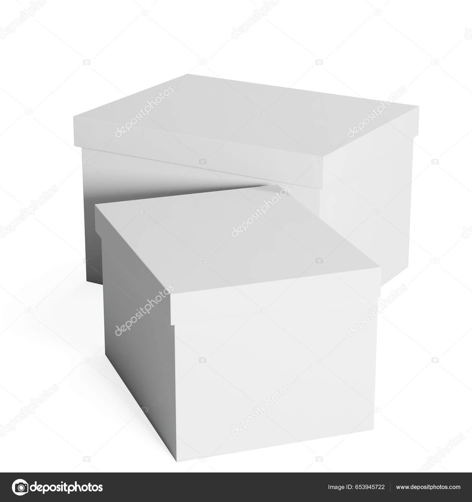 Rendering Illustration Two White Boxes Isolated White Background ...