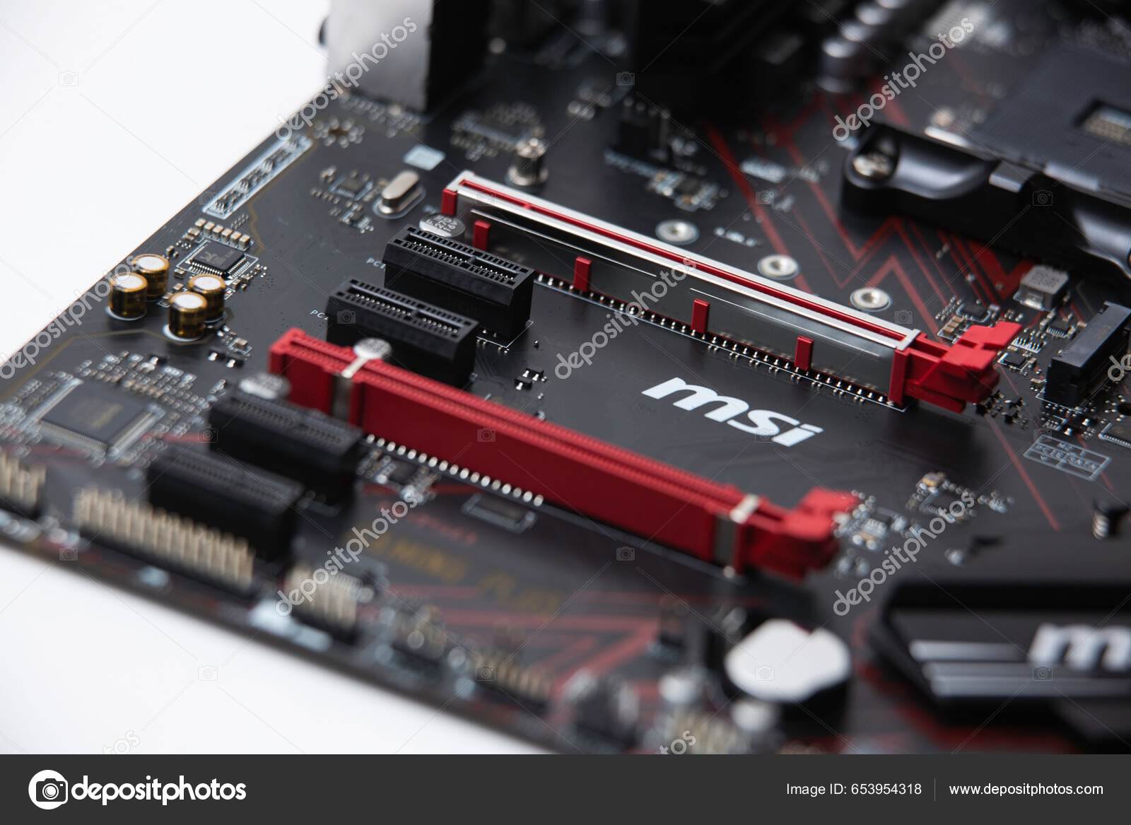 Closeup Msi Computer Motherboard Isolated White Background — Stock ...