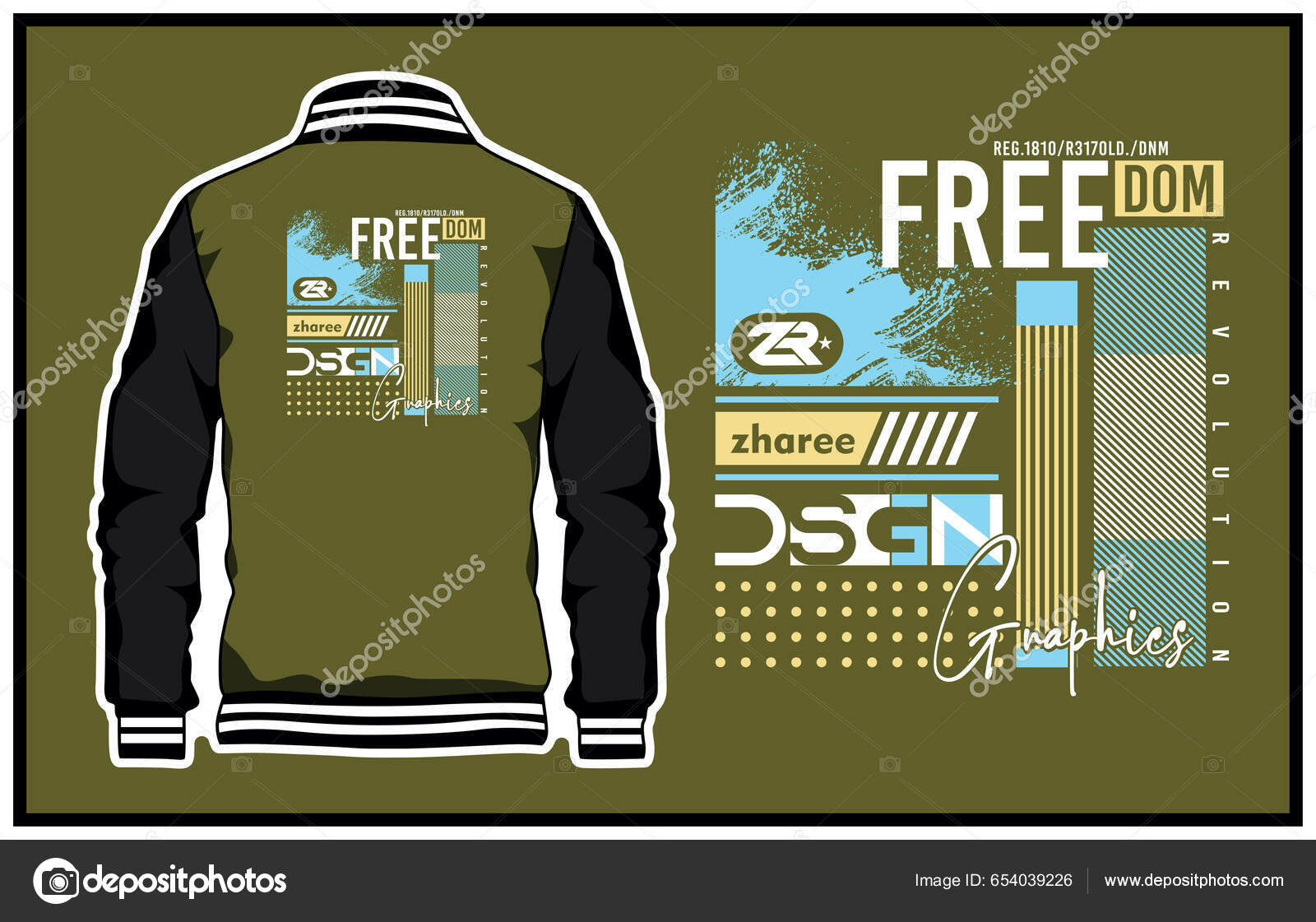 Vector Design Varsity Jacket Olive Green Black Colors Editable Print ...