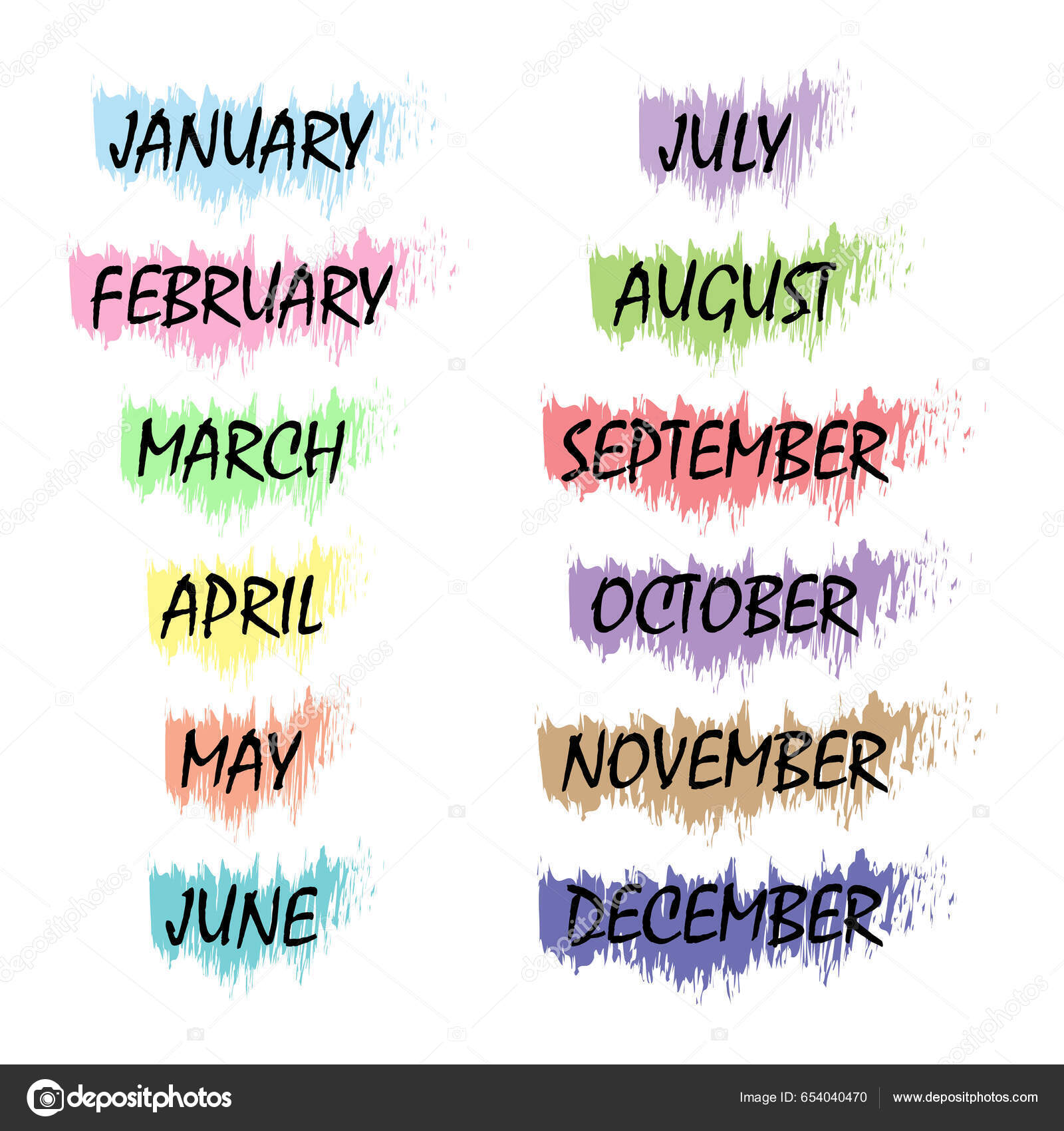 Uma Ilustração Digital Conjunto Ícones Coloridos Para Todos Meses Fundo ...