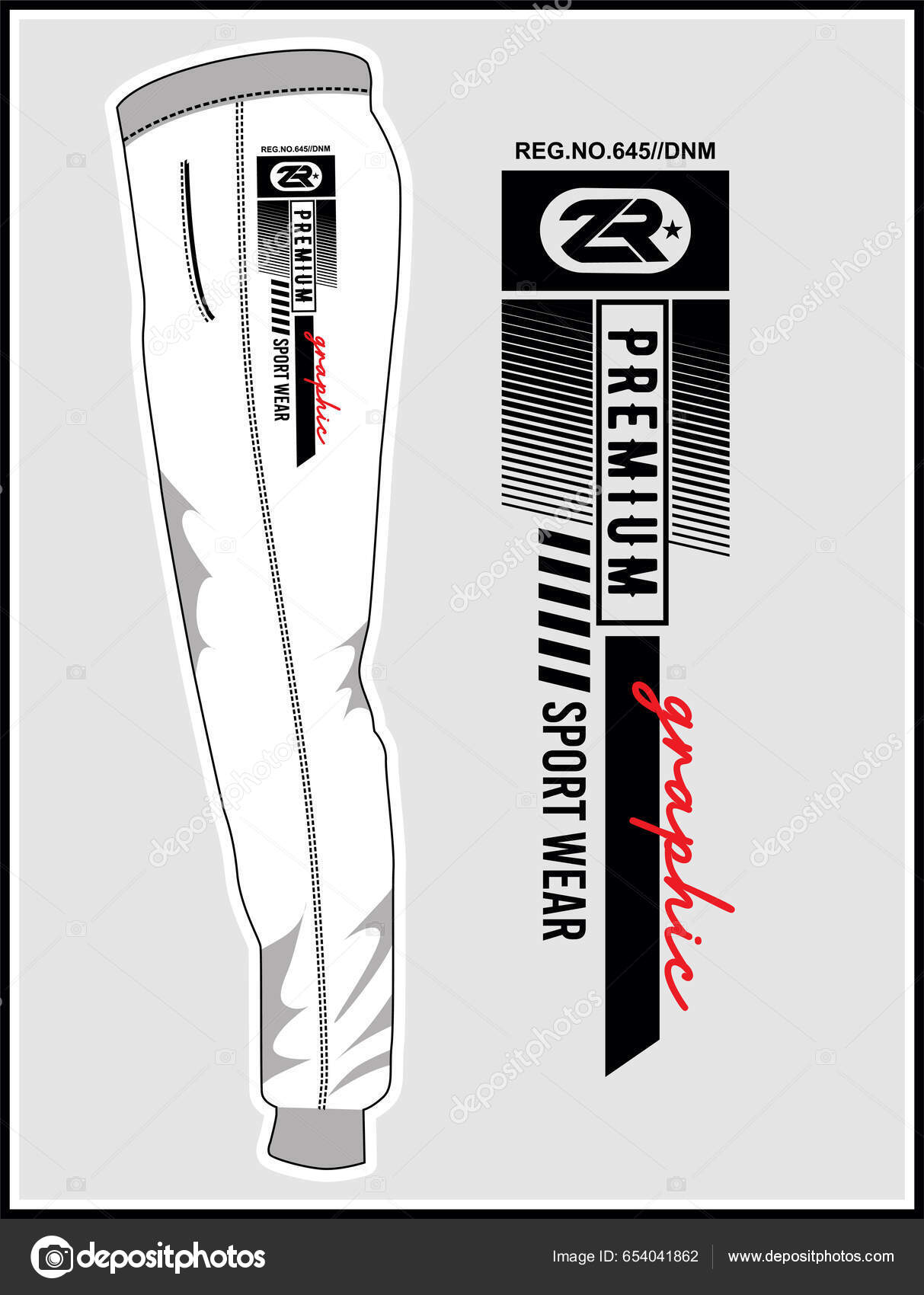 Vector Illustration Print Sportswear Mockup Jeans White Background ...