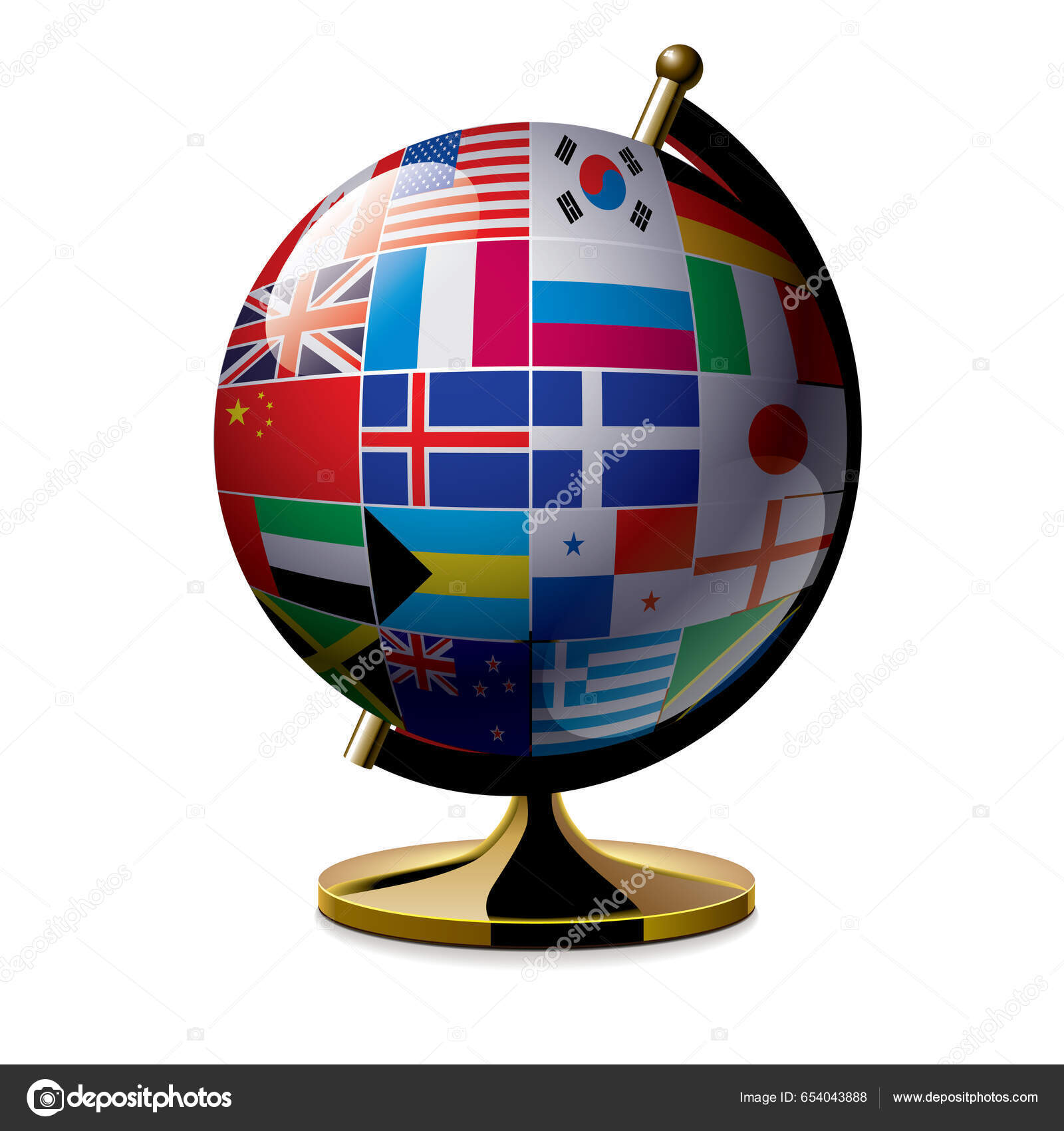 Vector Globe Flags Different Countries Stock Vector By ©wirestock