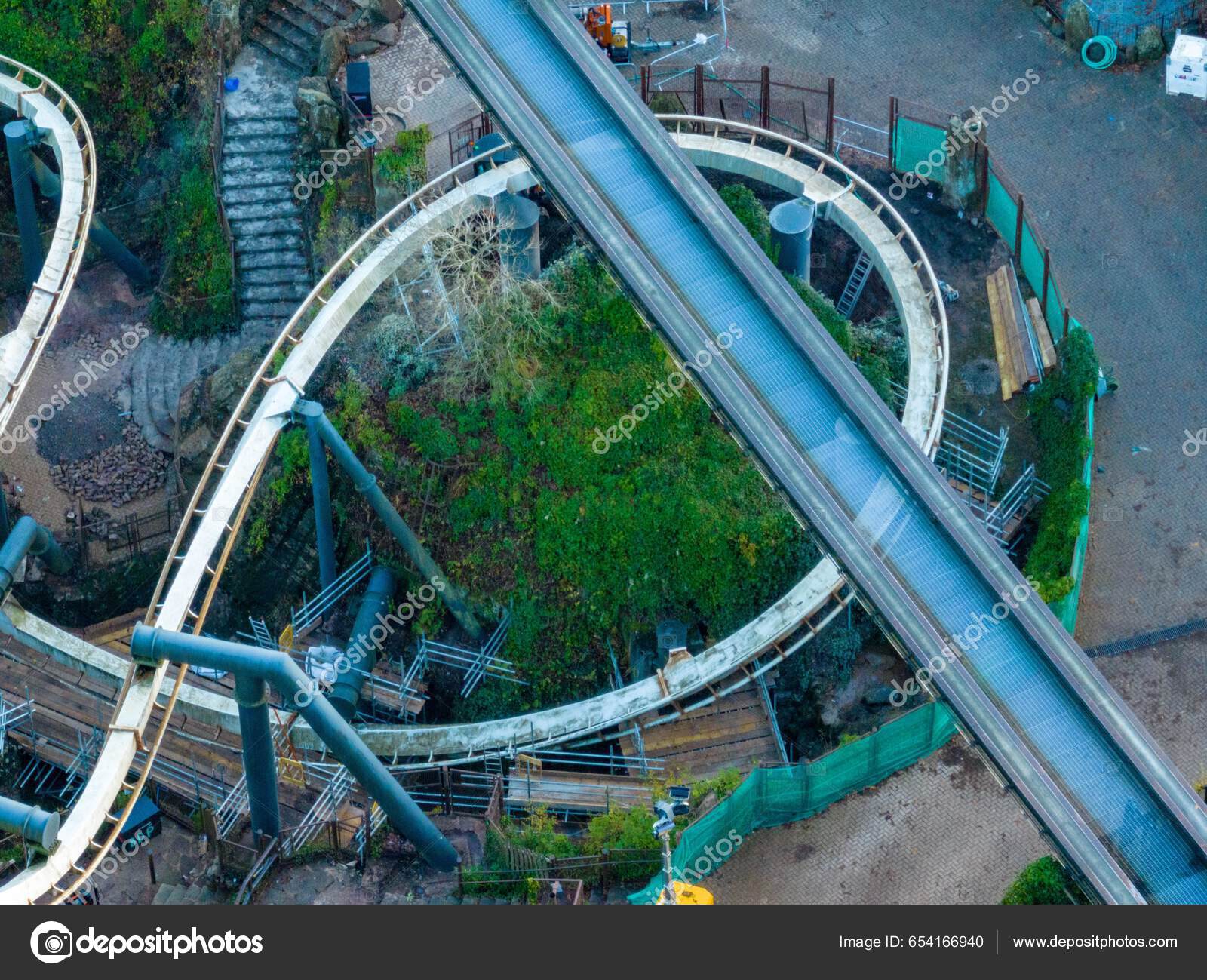 Drone View Nemesis Inverted Roller Coaster Being Removed Alton Towers ...