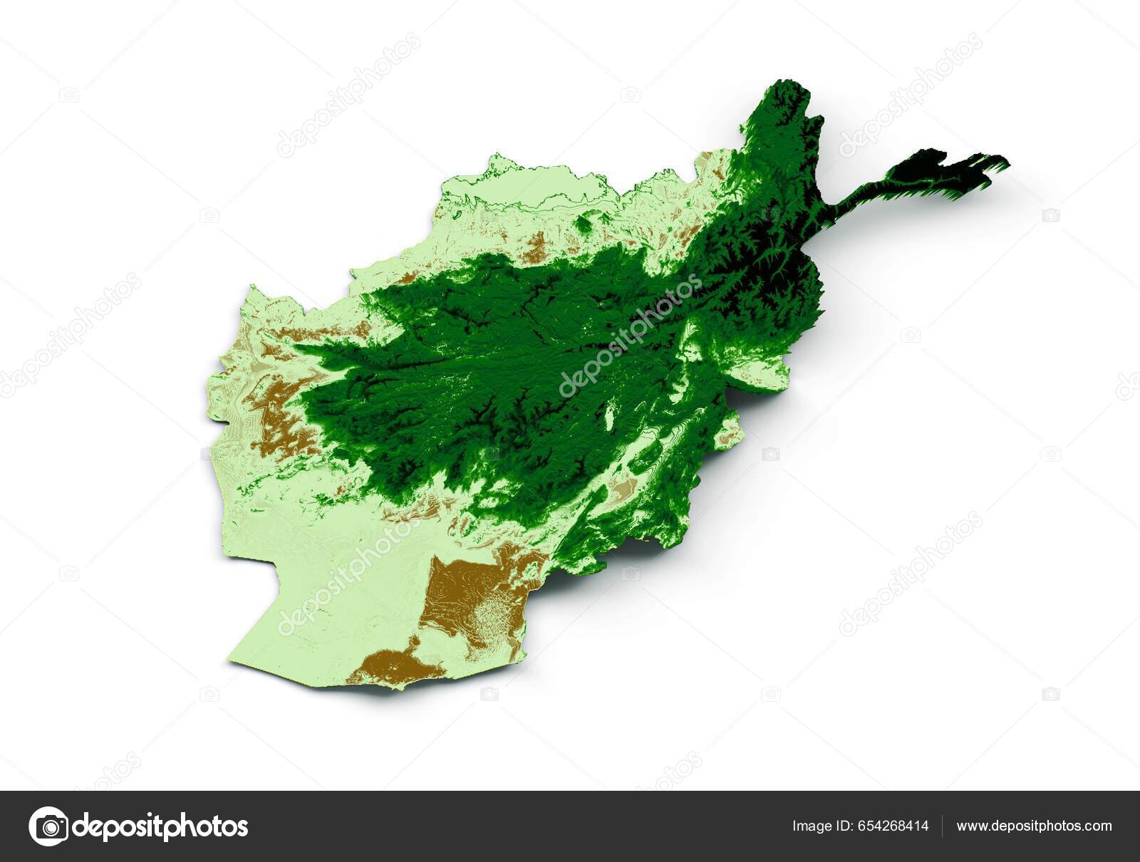 Topographic Illustration Afghan Map Tint Shaded Hypsometric Elevation ...
