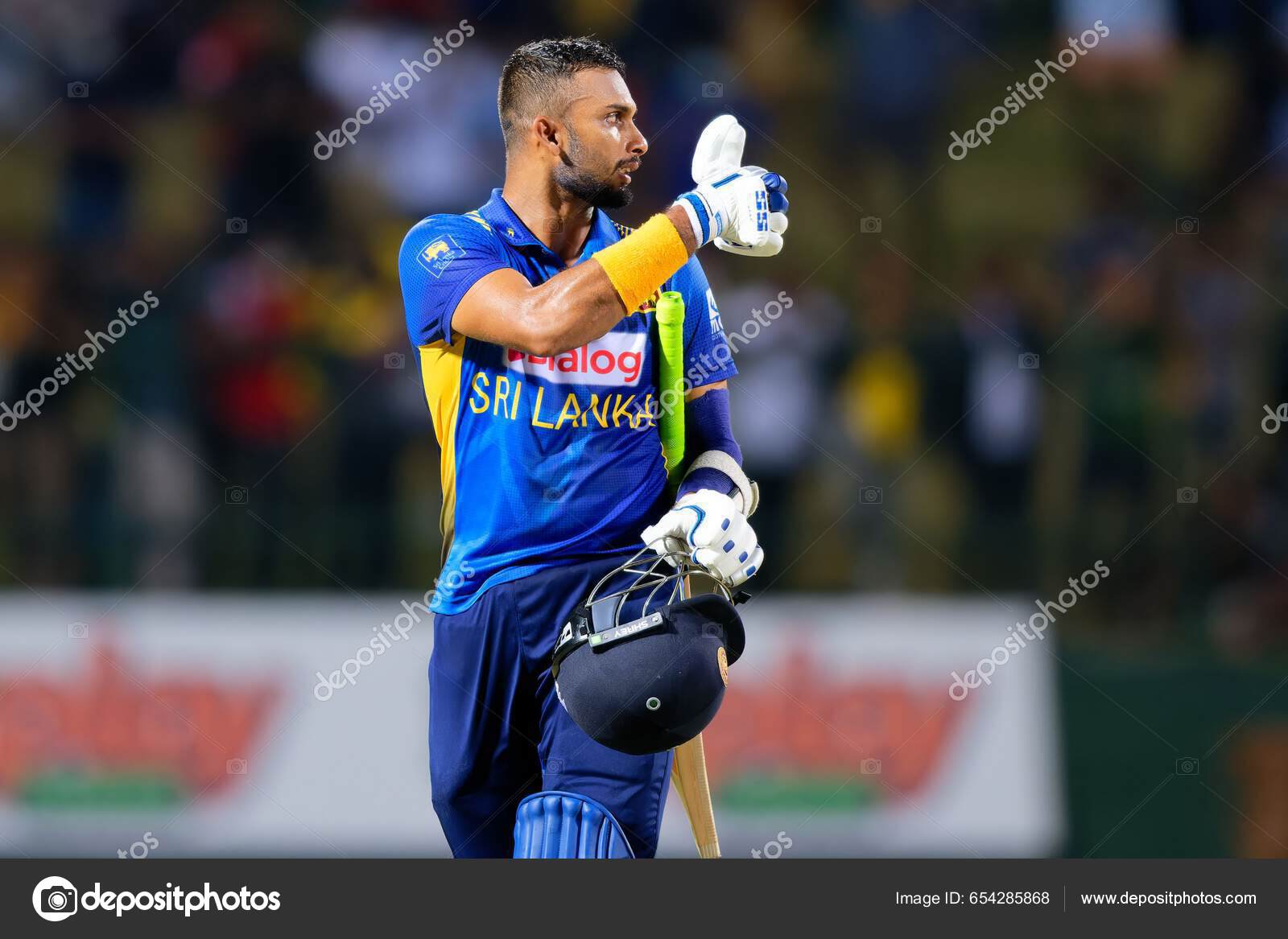 Cricketer Dasun Shanaka Sri Lanka Reacts Blurred Background — Stock ...
