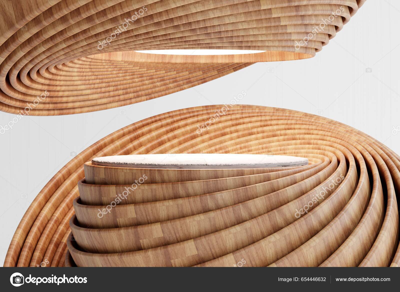 Image Two Shiny Brown Objects Layers White Center Grey Background Stock ...