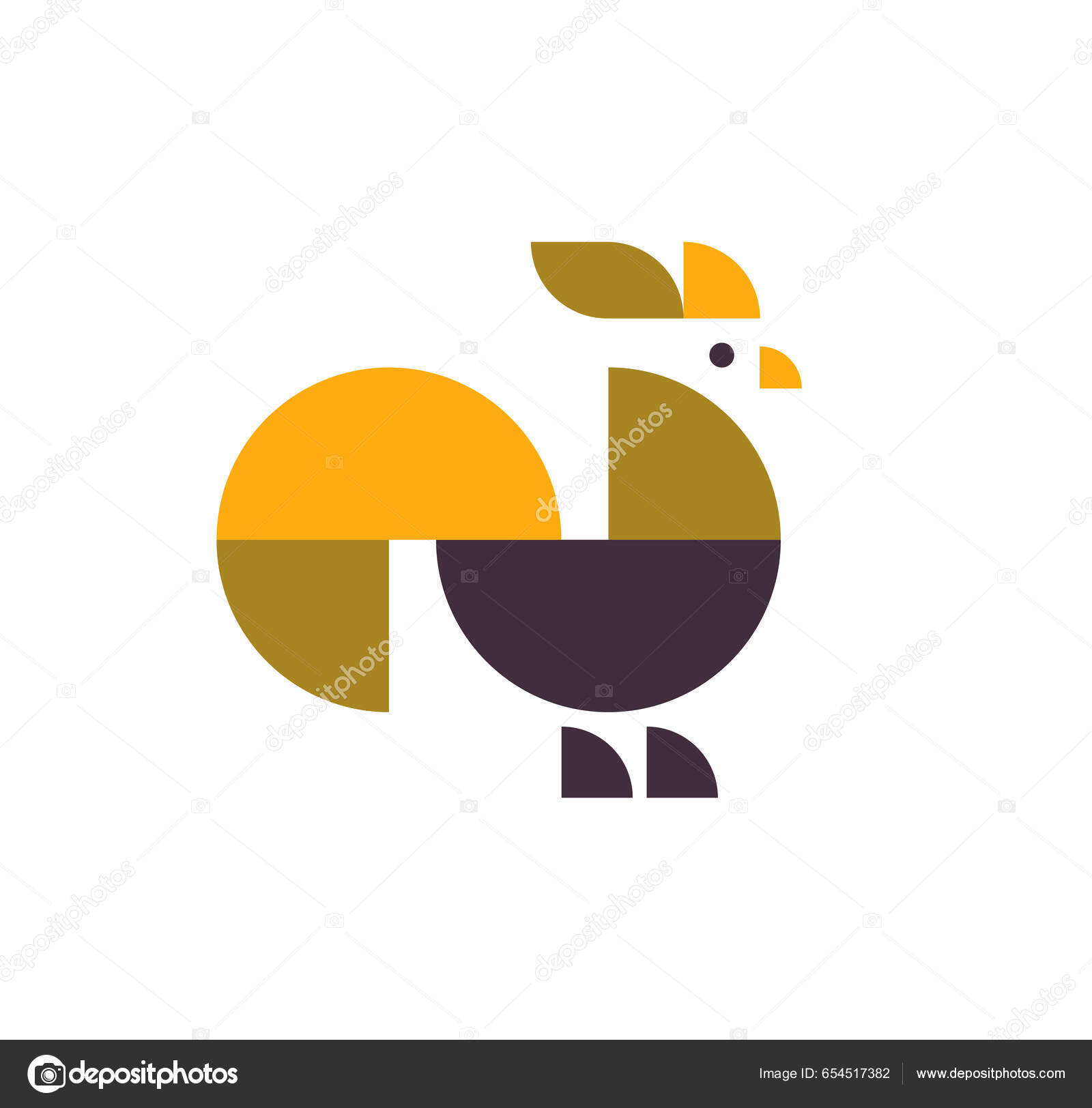 Minimalistic Abstract Geometrical Chicken Design Isolated White ...