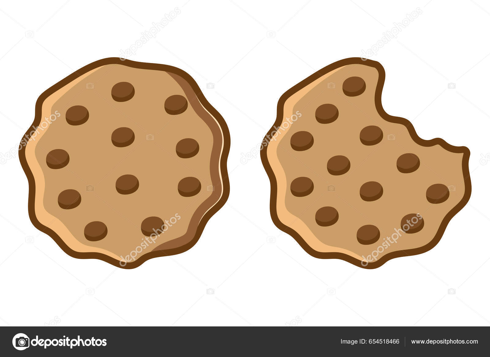 Two Chocolate Cookies Isolated White Background Stock Vector by ...