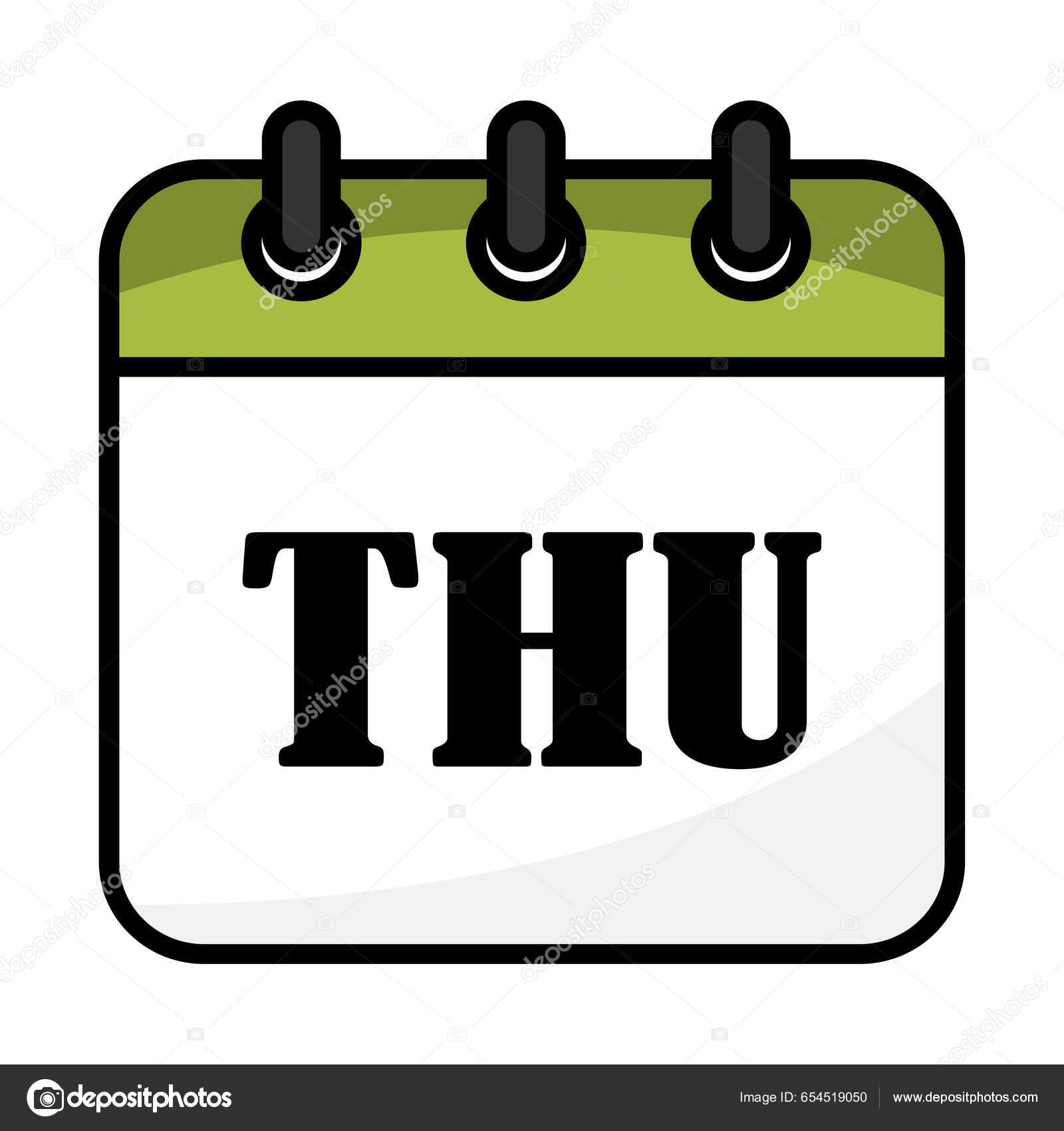 Calendar Icon Thursday Isolated White Background Stock Vector by ...