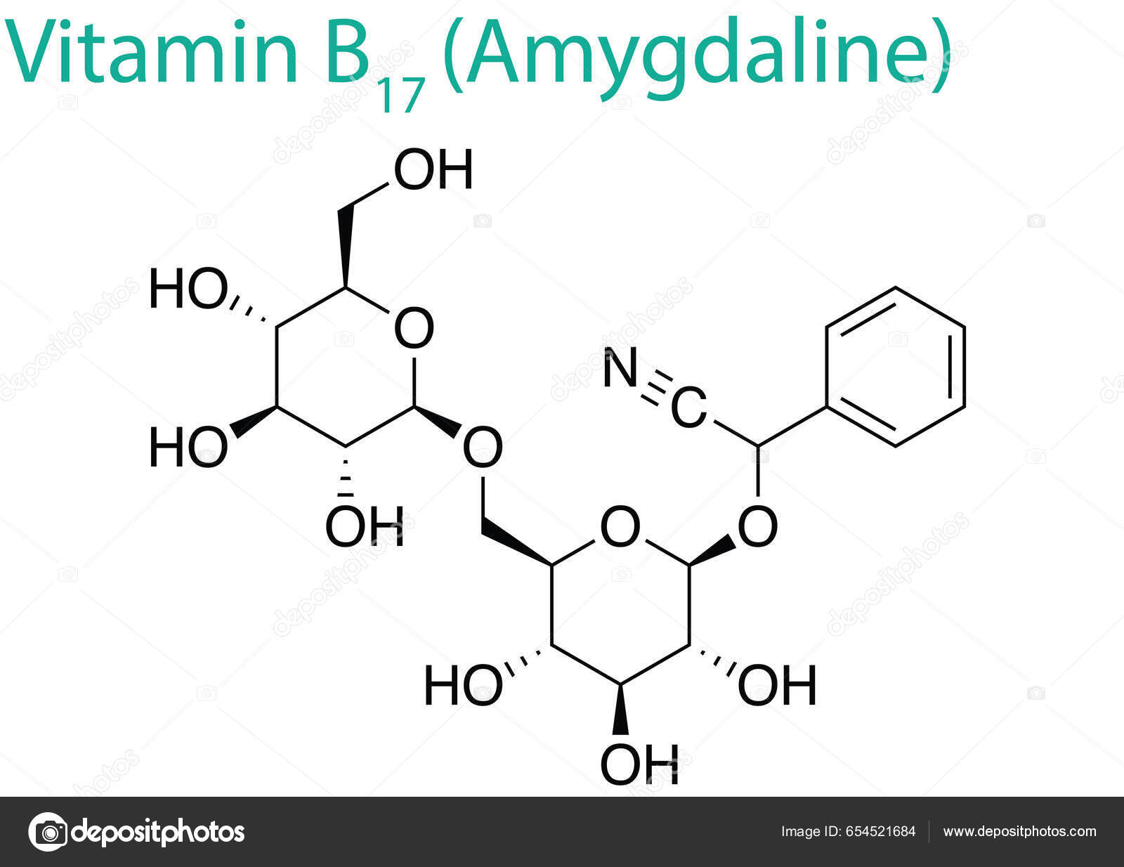 Una Ilustración Vectorial Estructura Molecular Vitamina B17 Amígdalina ...