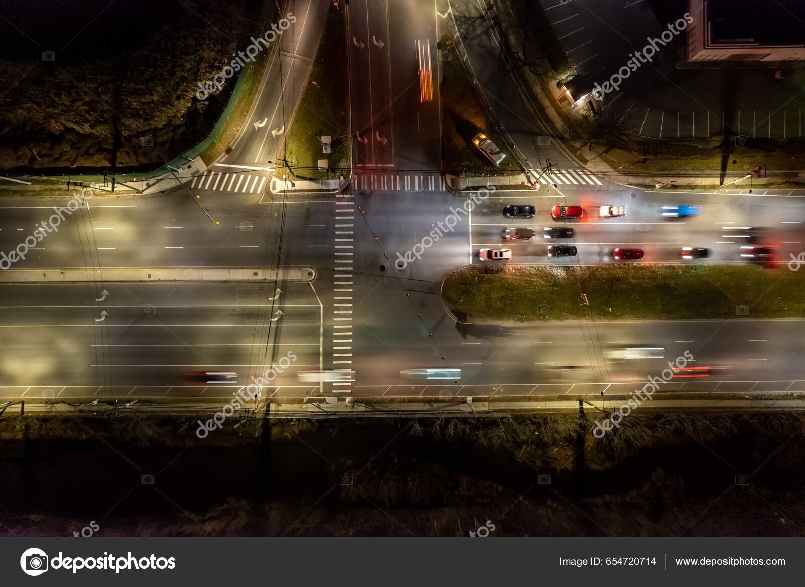 Beautiful Top View Roads Long Exposure Passing Cars – Stock Editorial ...