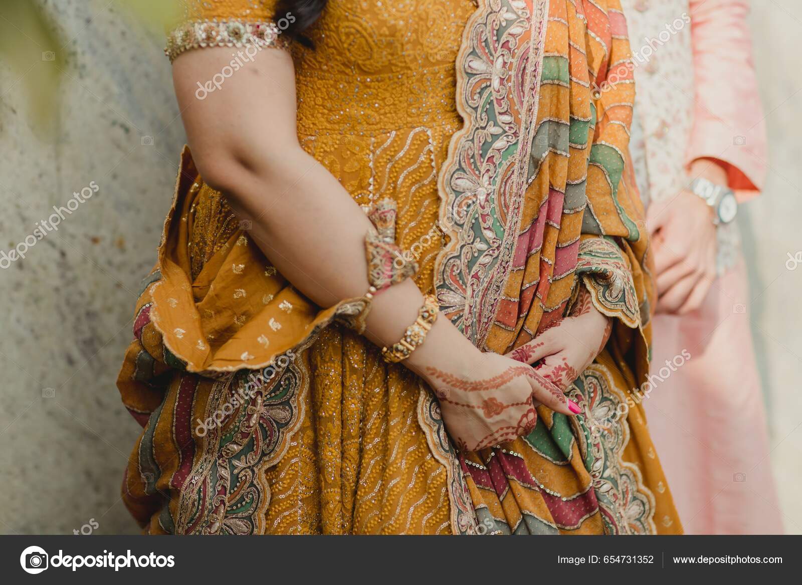 Couple Standing Side Side Holding Hand Interlocked Fingers Cropped Shot ...