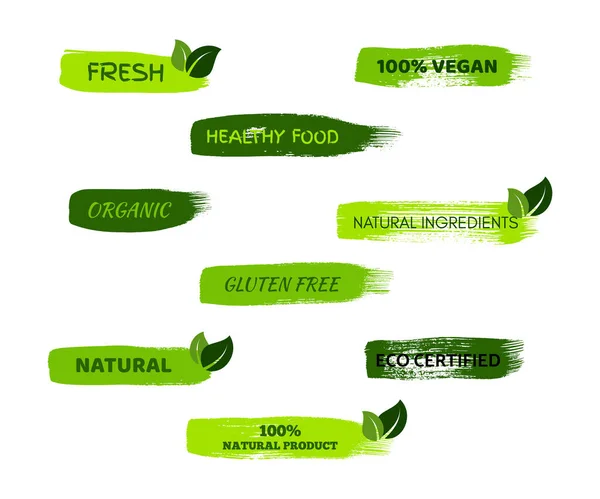 Green Natural Bio Labels Big Set Green Organic Bio Eco Stock Vector by ...