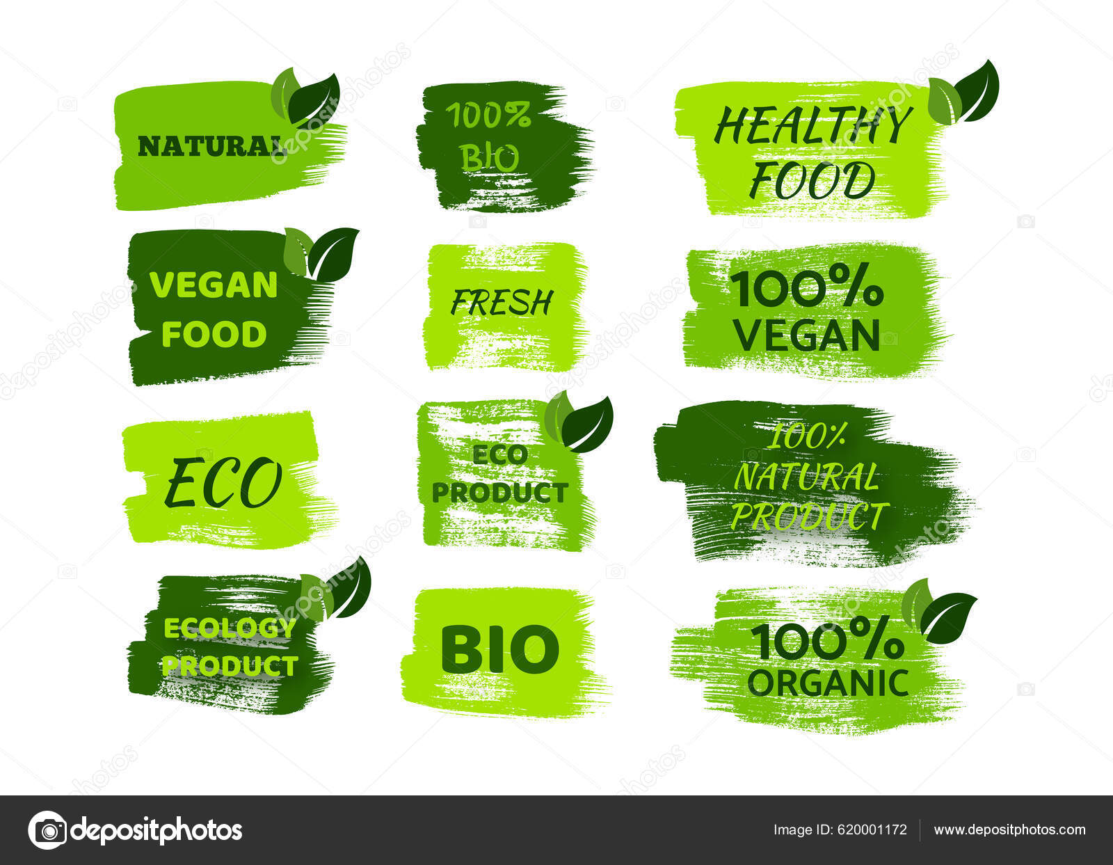 Green Natural Bio Labels Big Set Green Organic Bio Eco Stock Vector by ...
