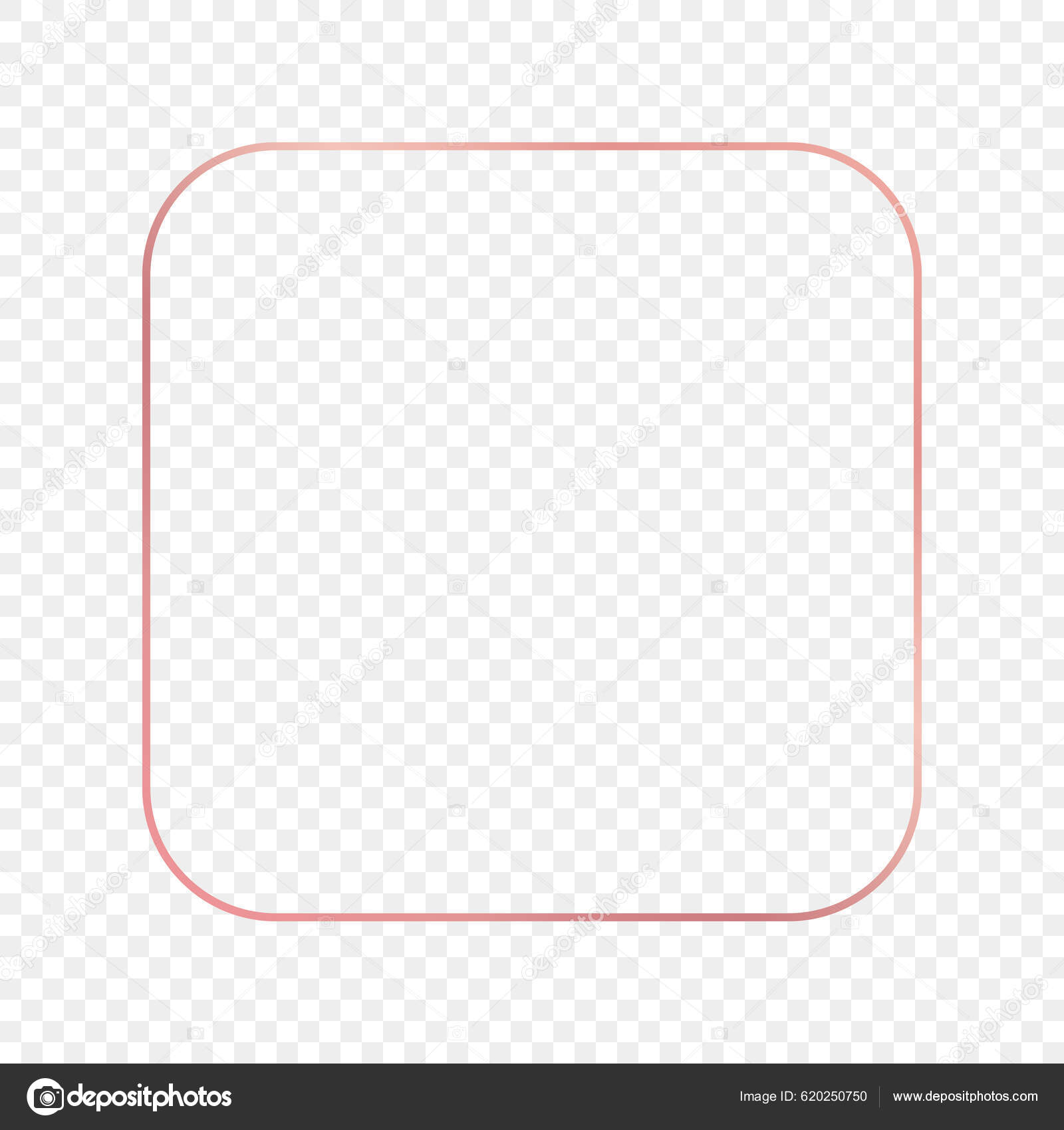 Rose Gold Glowing Rounded Square Frame Isolated Transparent Background Shiny Stock Vector by ...