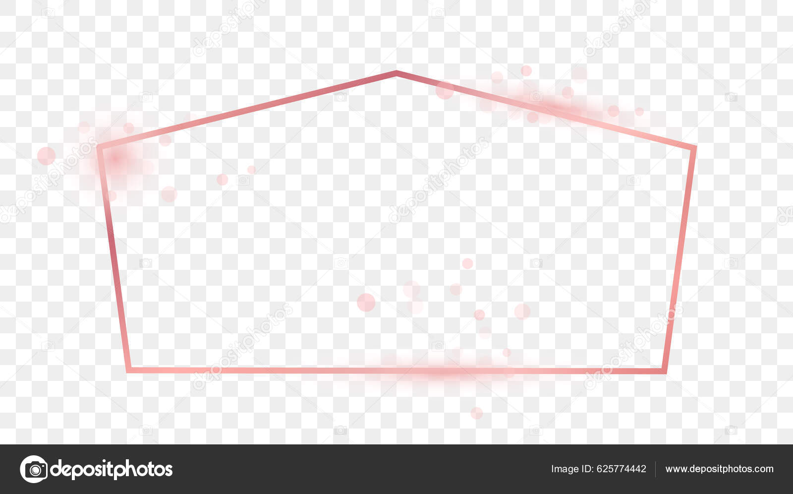Roségold Glühende Tetragon Form Rahmen Isoliert Auf Transparentem ...