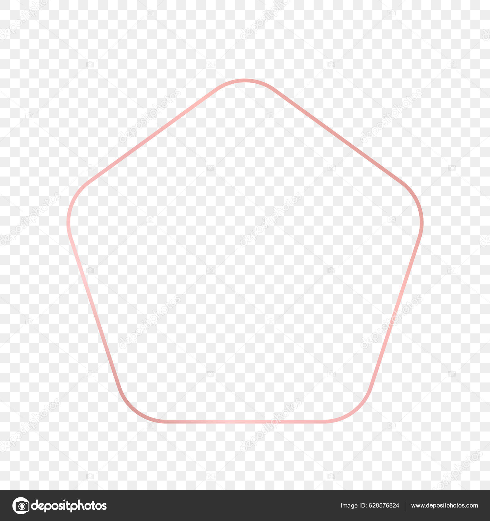 Rose Gold Glowing Rounded Pentagon Shape Frame Isolated Transparent ...