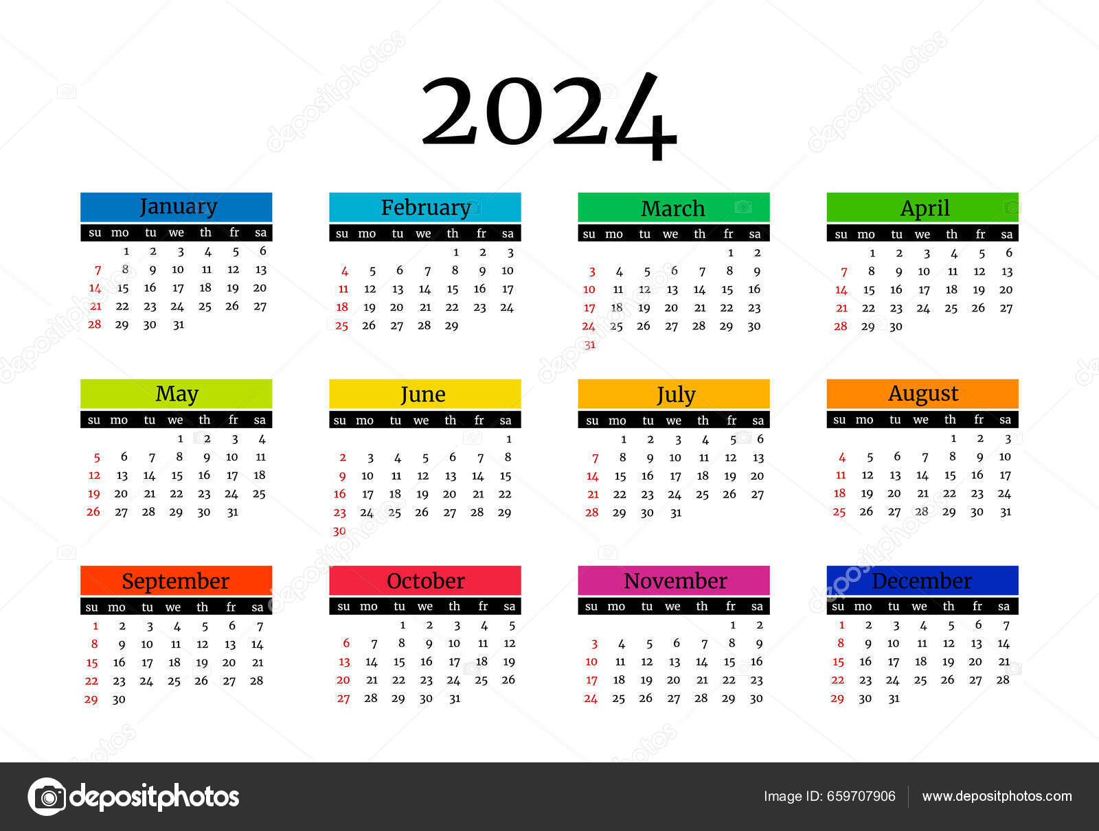 2024 Banner Kalender Kalender 2024 Vorlagen Zum Ausdrucken | Canva