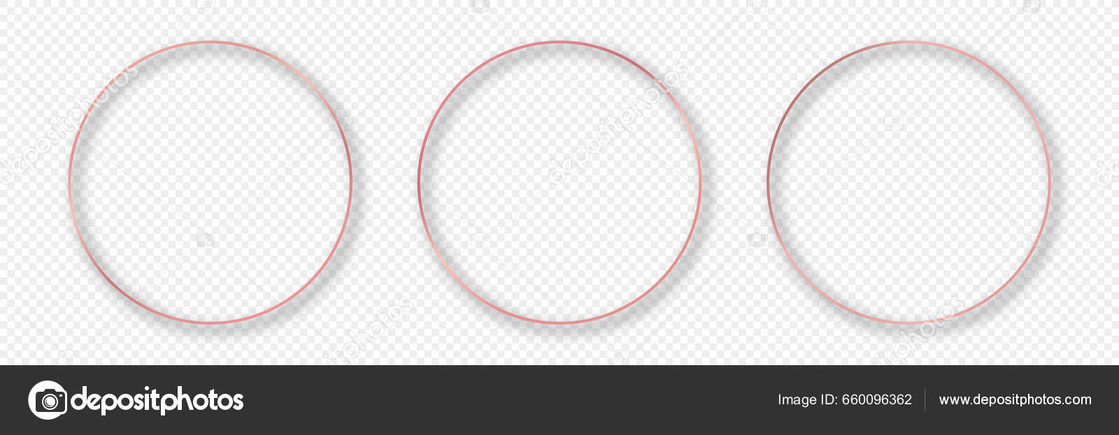 Conjunto Três Molduras Círculo Brilhantes Ouro Rosa Isoladas Fundo ...