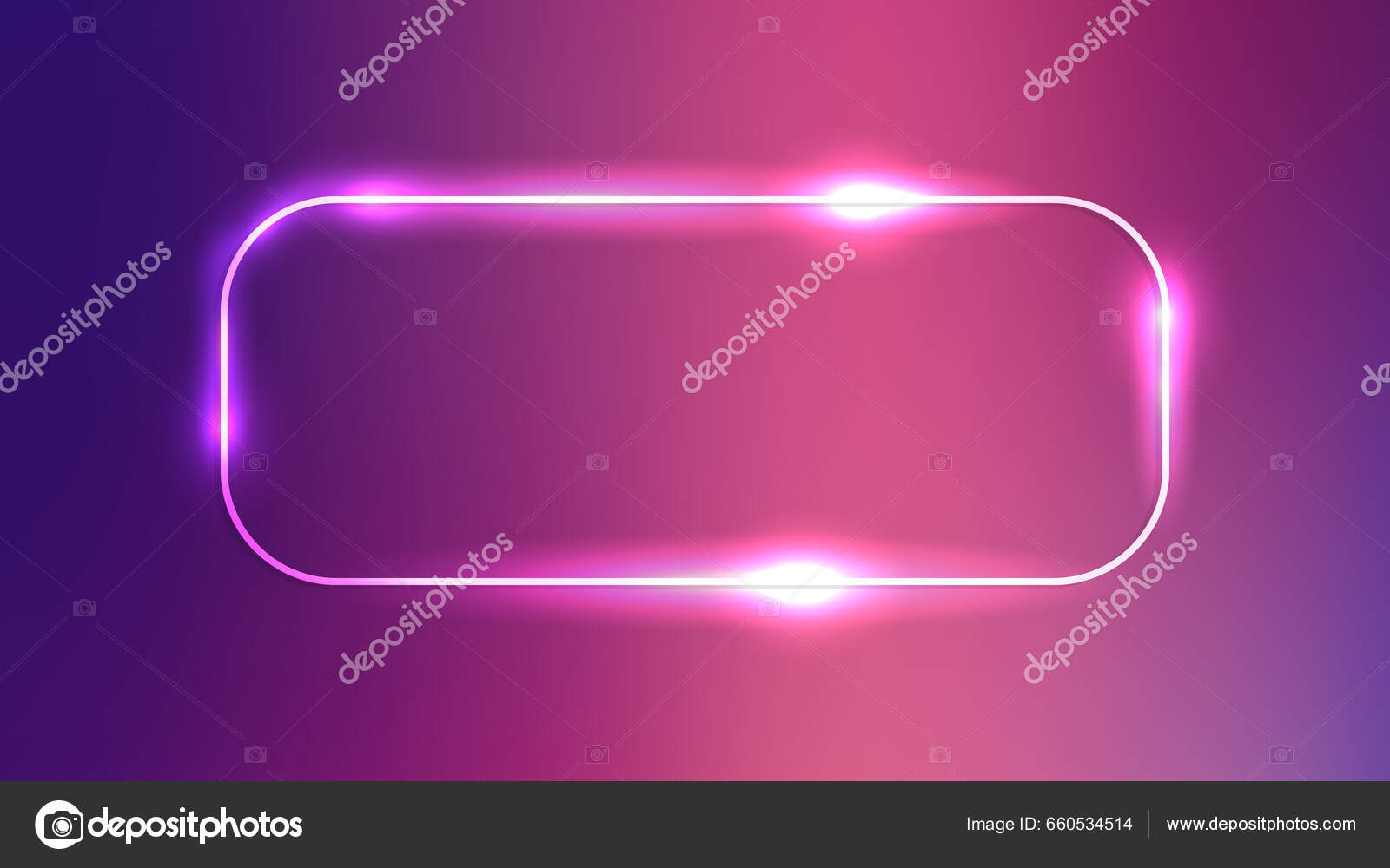 Neon Rounded Rectangle Frame Shining Effects Dark Purple Background ...
