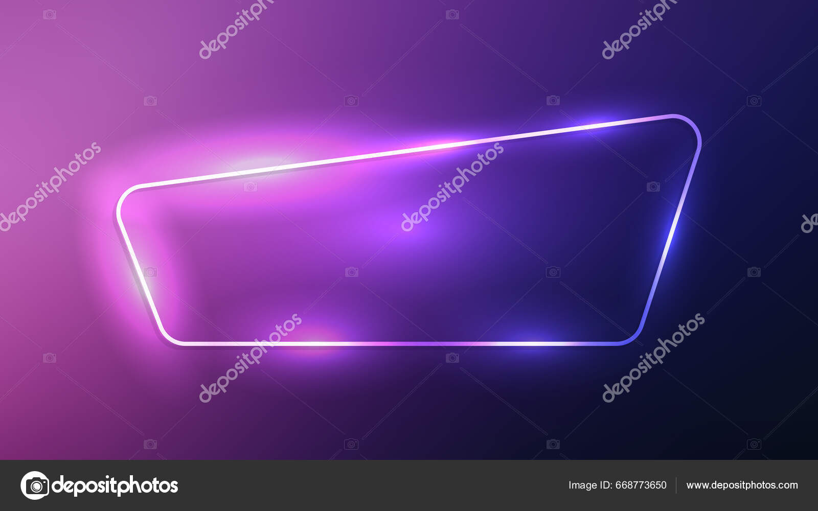 Neon Rounded Frame Shining Effects Dark Purple Background Empty Glowing ...