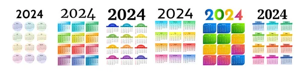 Große Reihe Von Horizontalen Kalendern Für 2024 Isoliert Auf Weißem ...