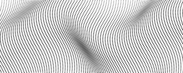 Halftone Monochrome Background Flowing Dots Abstract Wave Black White ...