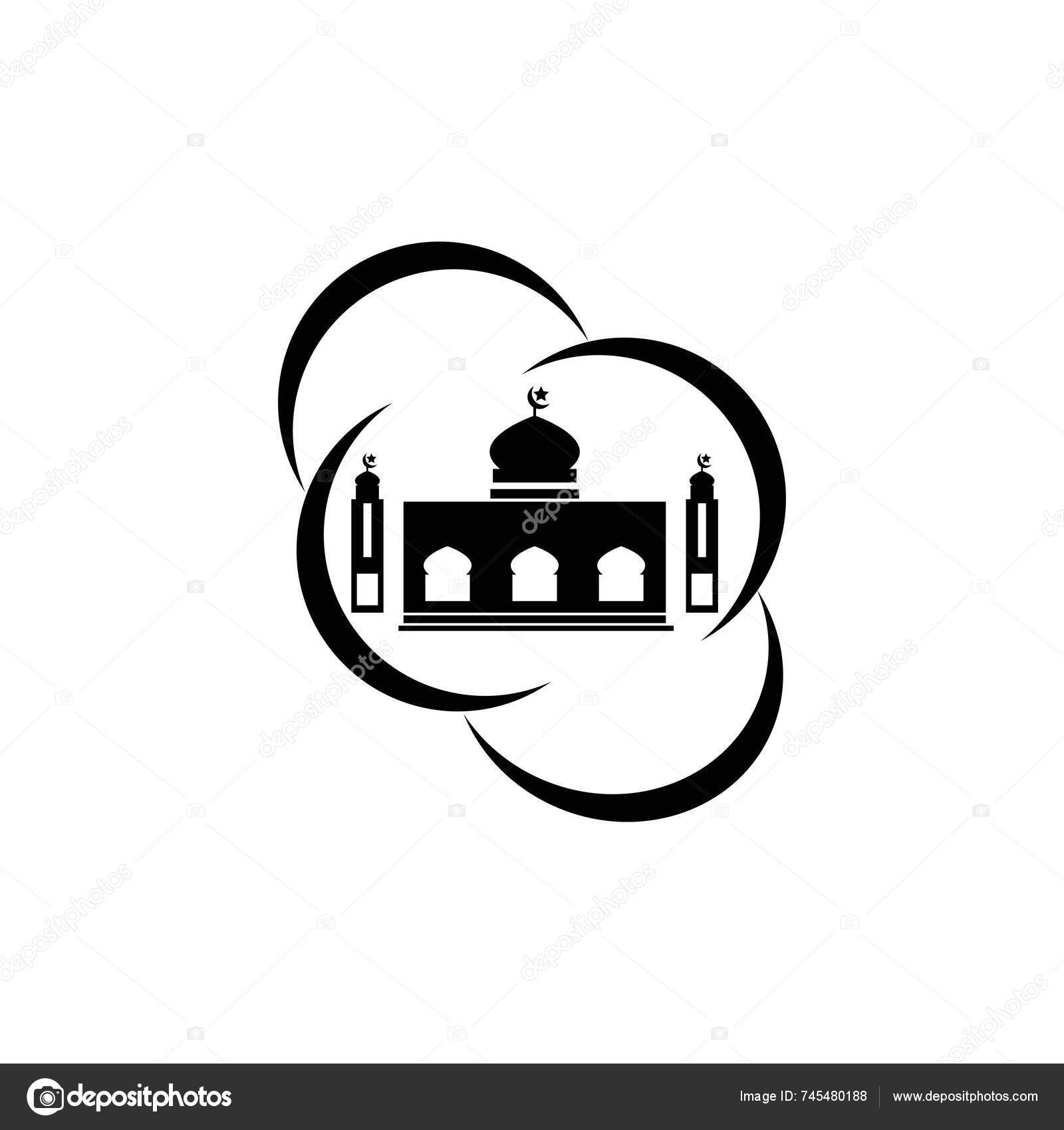 Mosque Logo Design Vector Drawing Illustration — Stock Photo ...