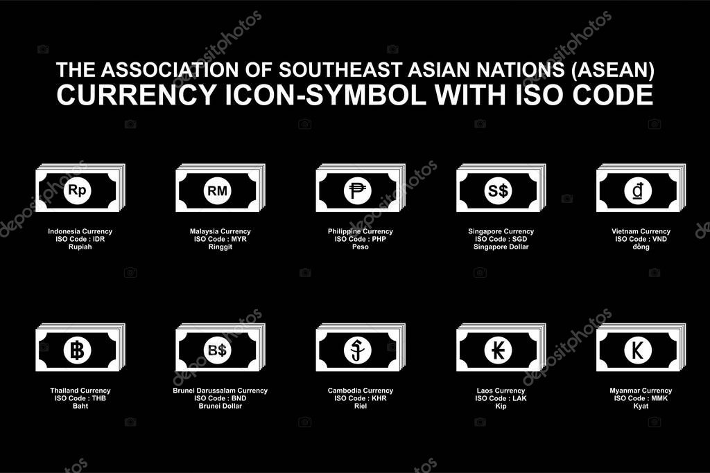 The Association of Southeast Asian Nations (ASEAN) Currency Icon-Symbol ...