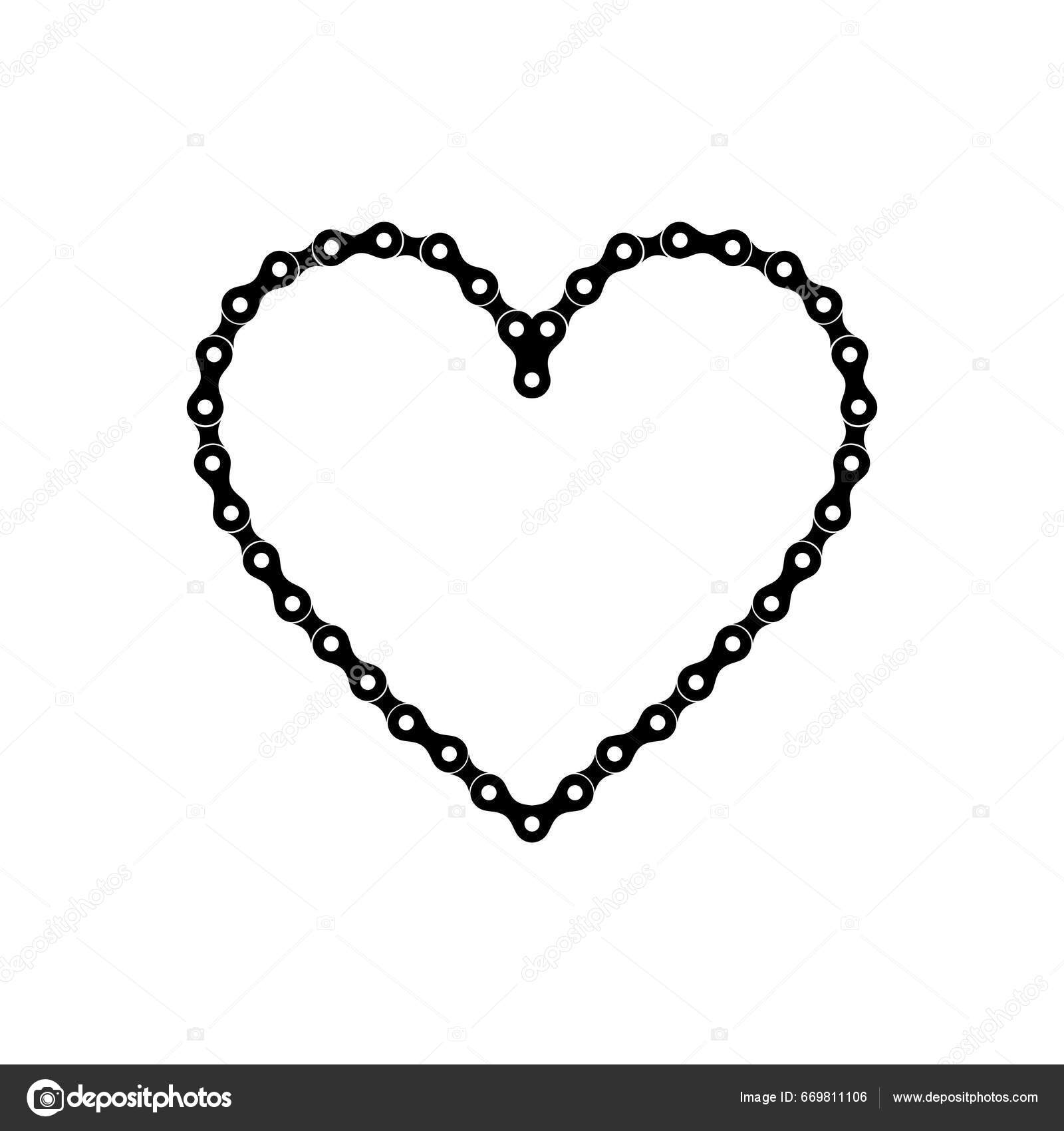 Heart Shape Love Icon Symbol Composed Silhouette Chain Motor Motorcycle ...