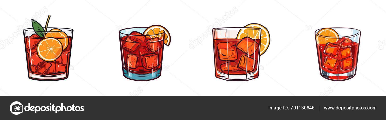 Negroni Isolated White Background Cartoon Vector Illustration Stock ...