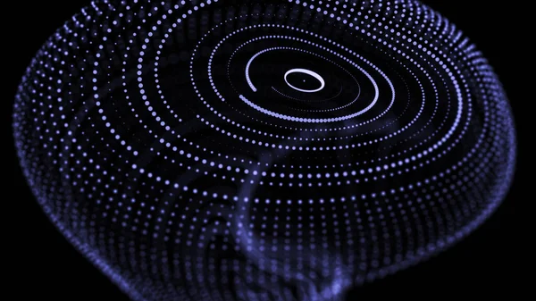 Abstract sphere of dots on the dark background. Digital ball vibration ...