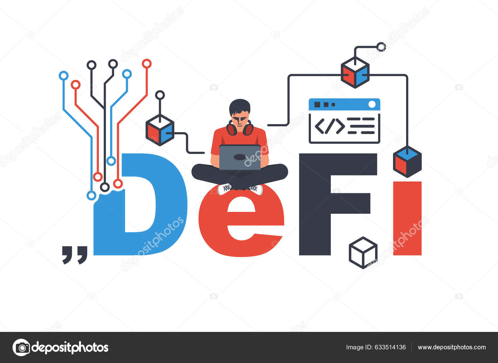 Defi Concept Developer Laptop Working Project Future Technologies ...