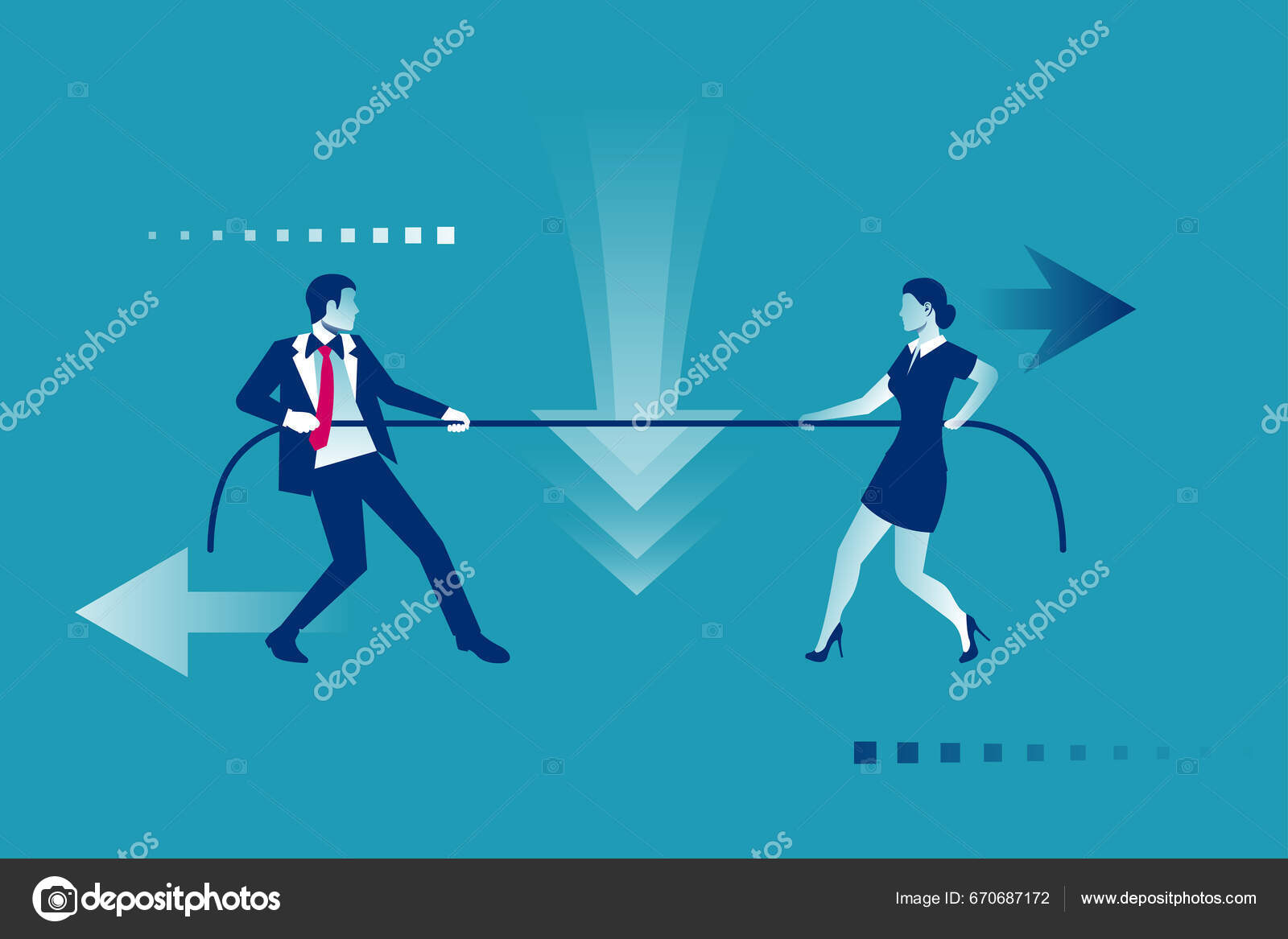 Icono Competencia Hombre Mujer Traje Tiran Cuerda Símbolo Rivalidad ...