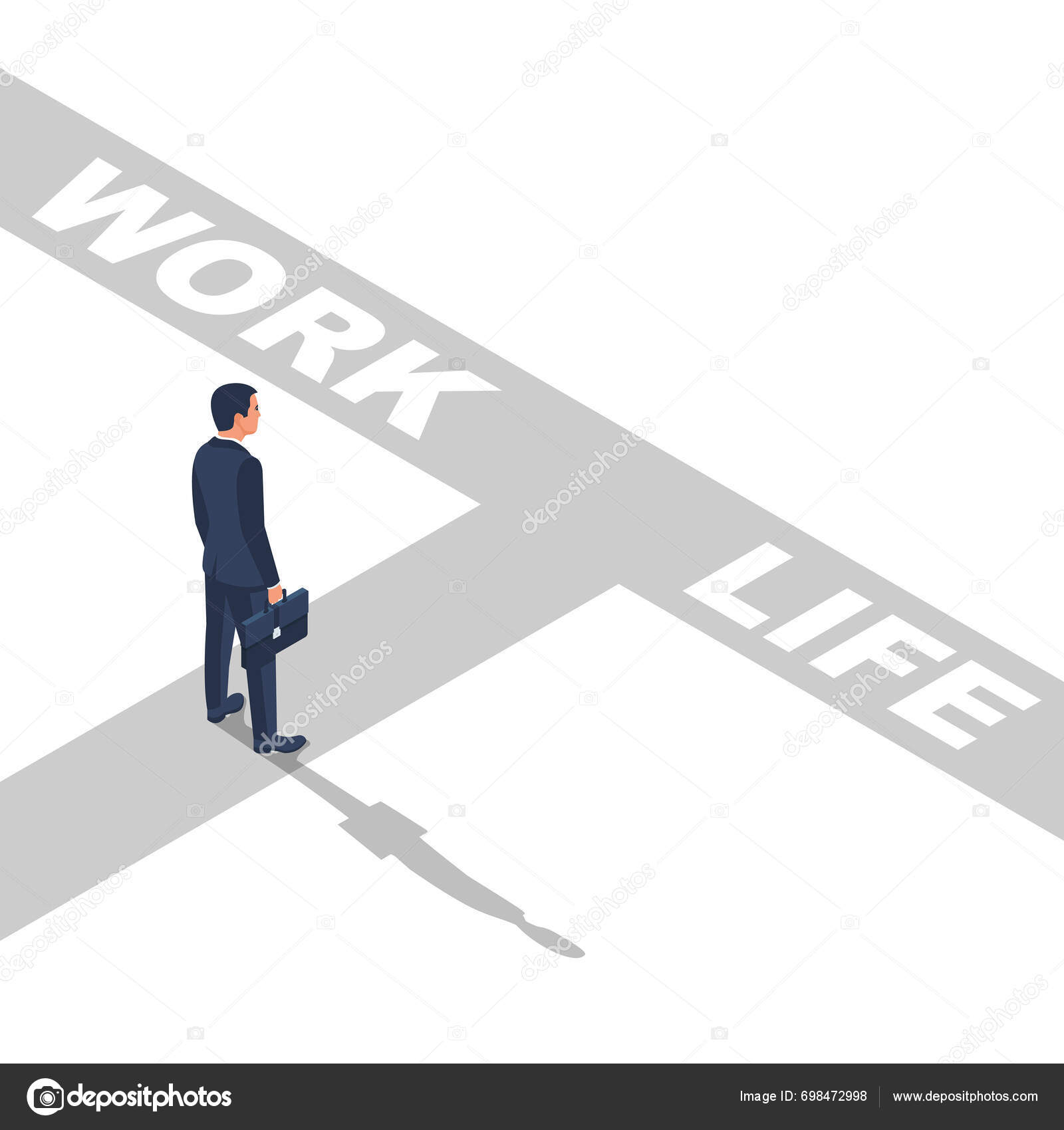 Businessman Faces Choice Work Personal Life Vector Illustration ...