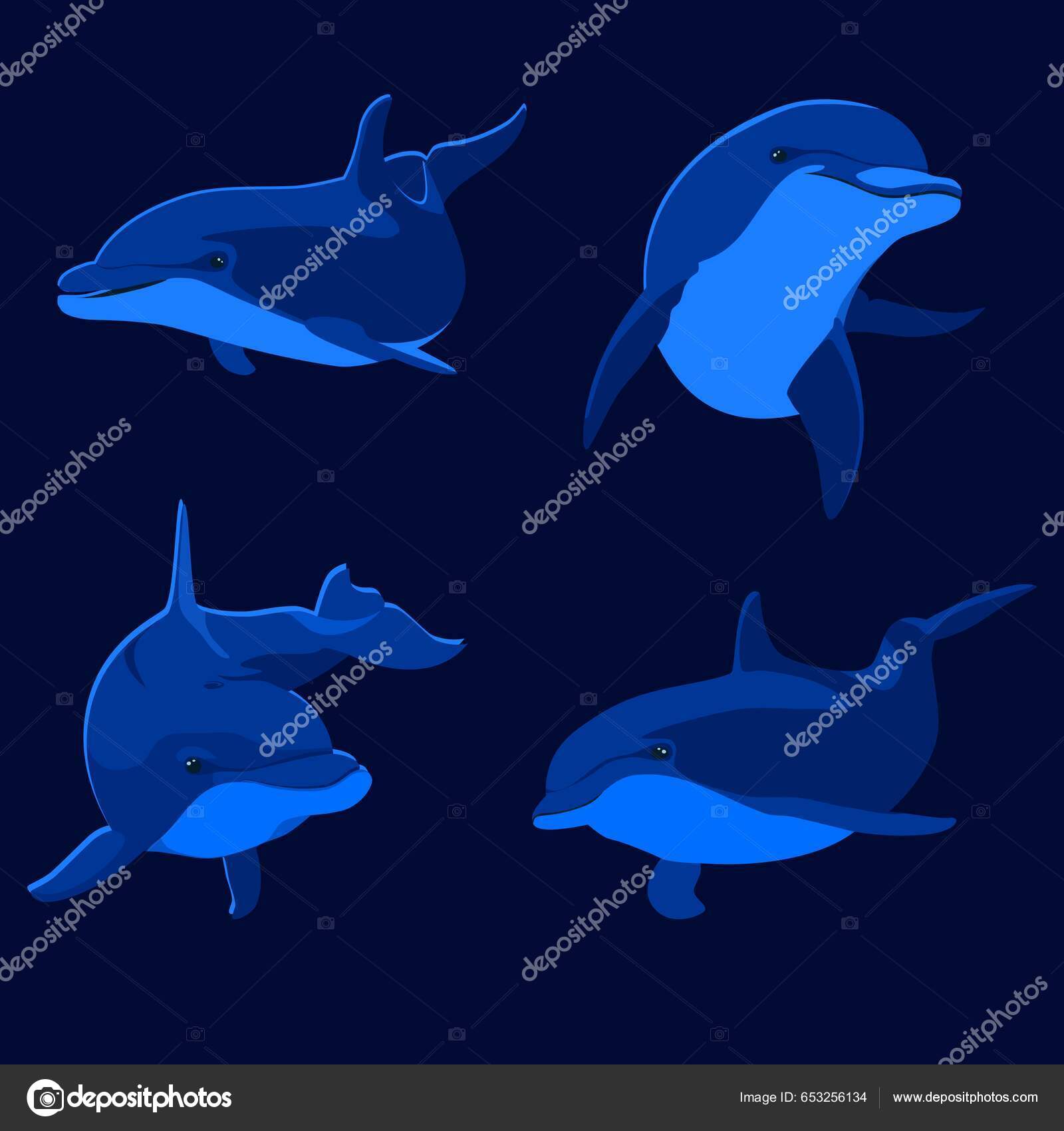 Ilustraciones Delfines Azules Vector de stock #653256134 de ©Pro_Art