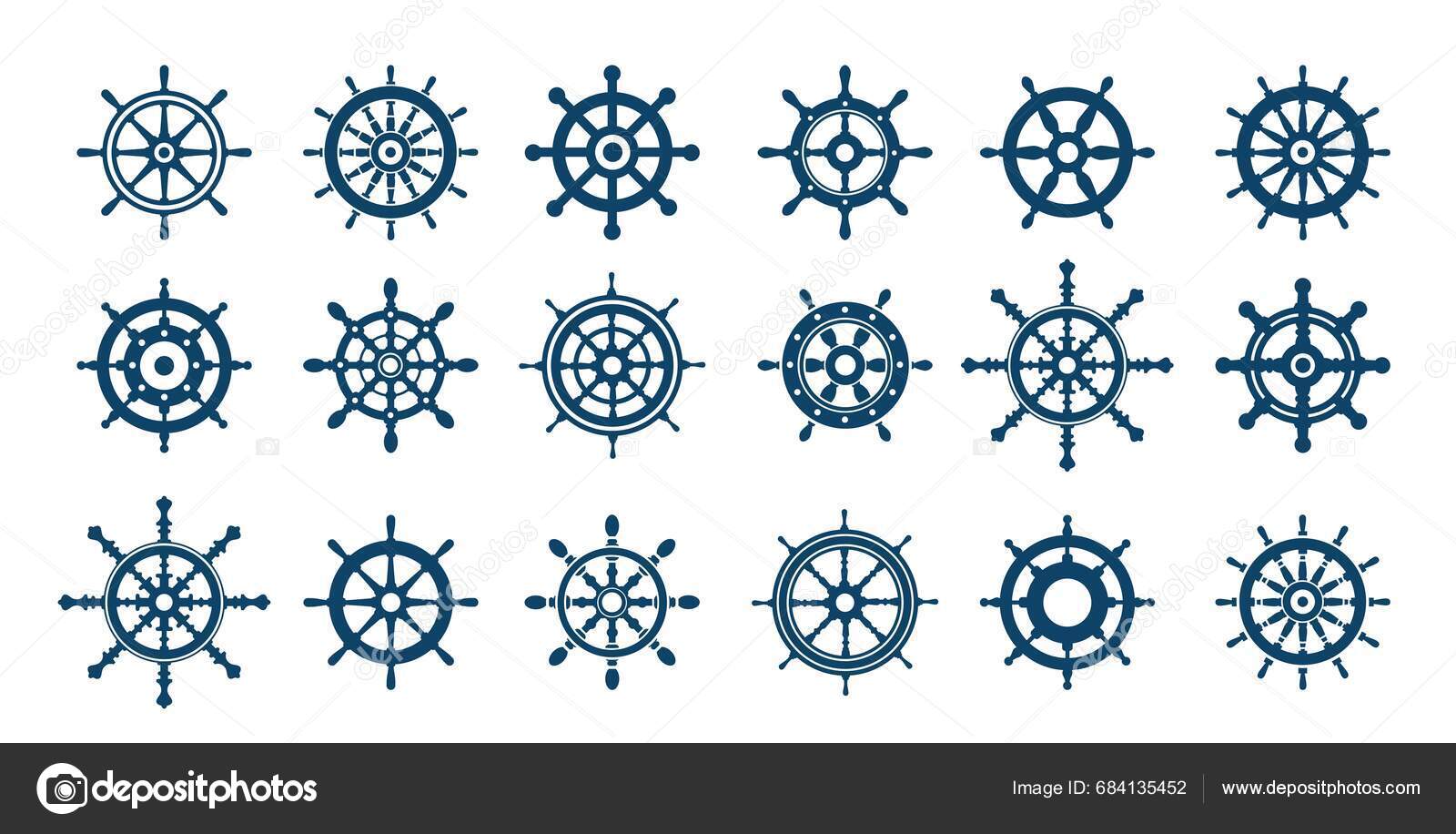Large Set Ship's Rudders Stock Vector by ©Pro_Art 684135452