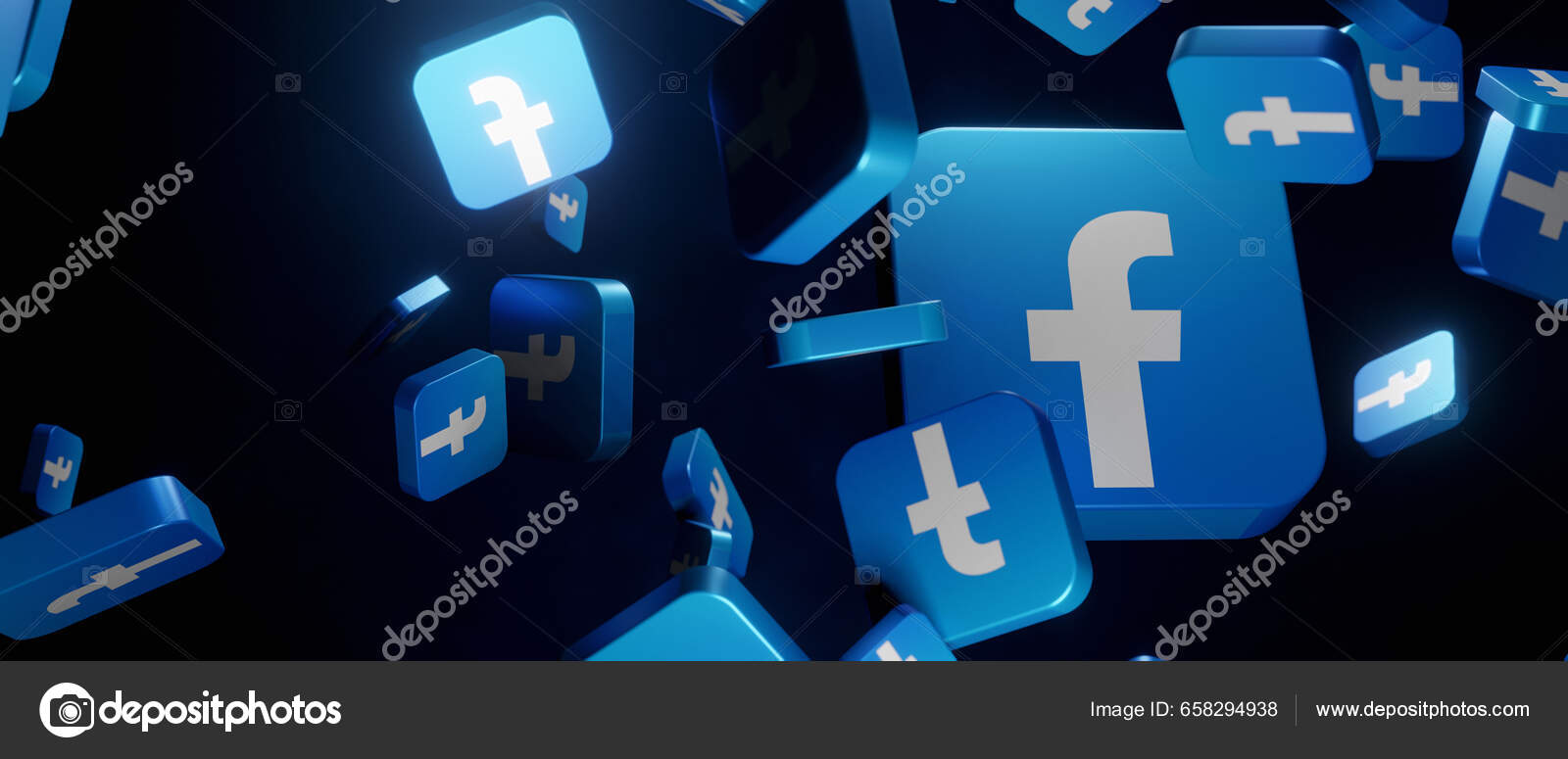 Social Media Site App Facebook Tiles Logo Falling Floating Web — Stock ...