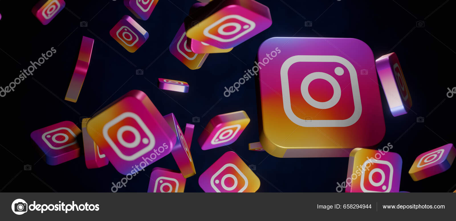 Pile Instagram Logos Floating Banner Rendering — Stock Editorial Photo ...