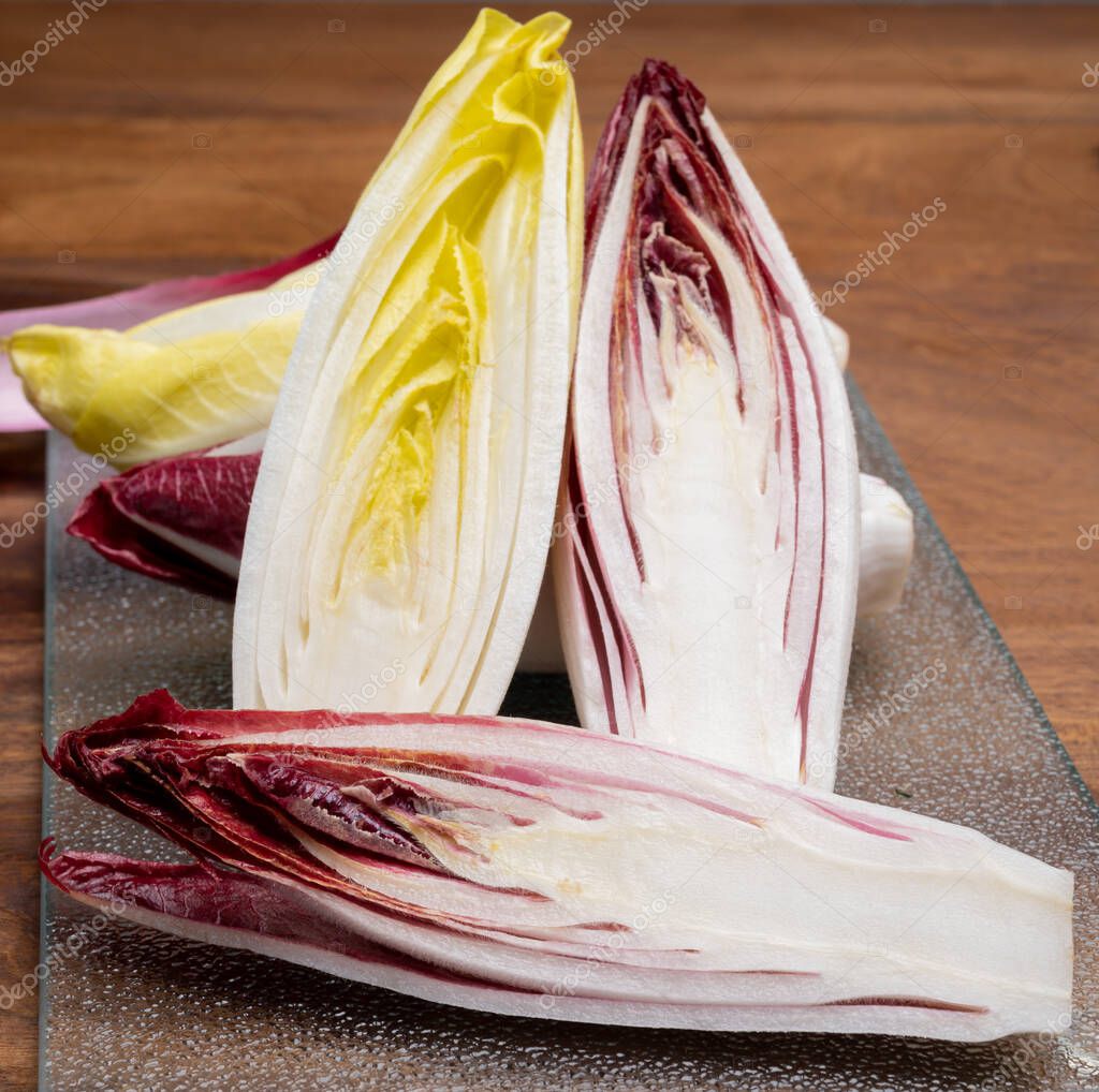 endivi belga orgánico fresco o lechuga de achicoria verde amarga y roja ...