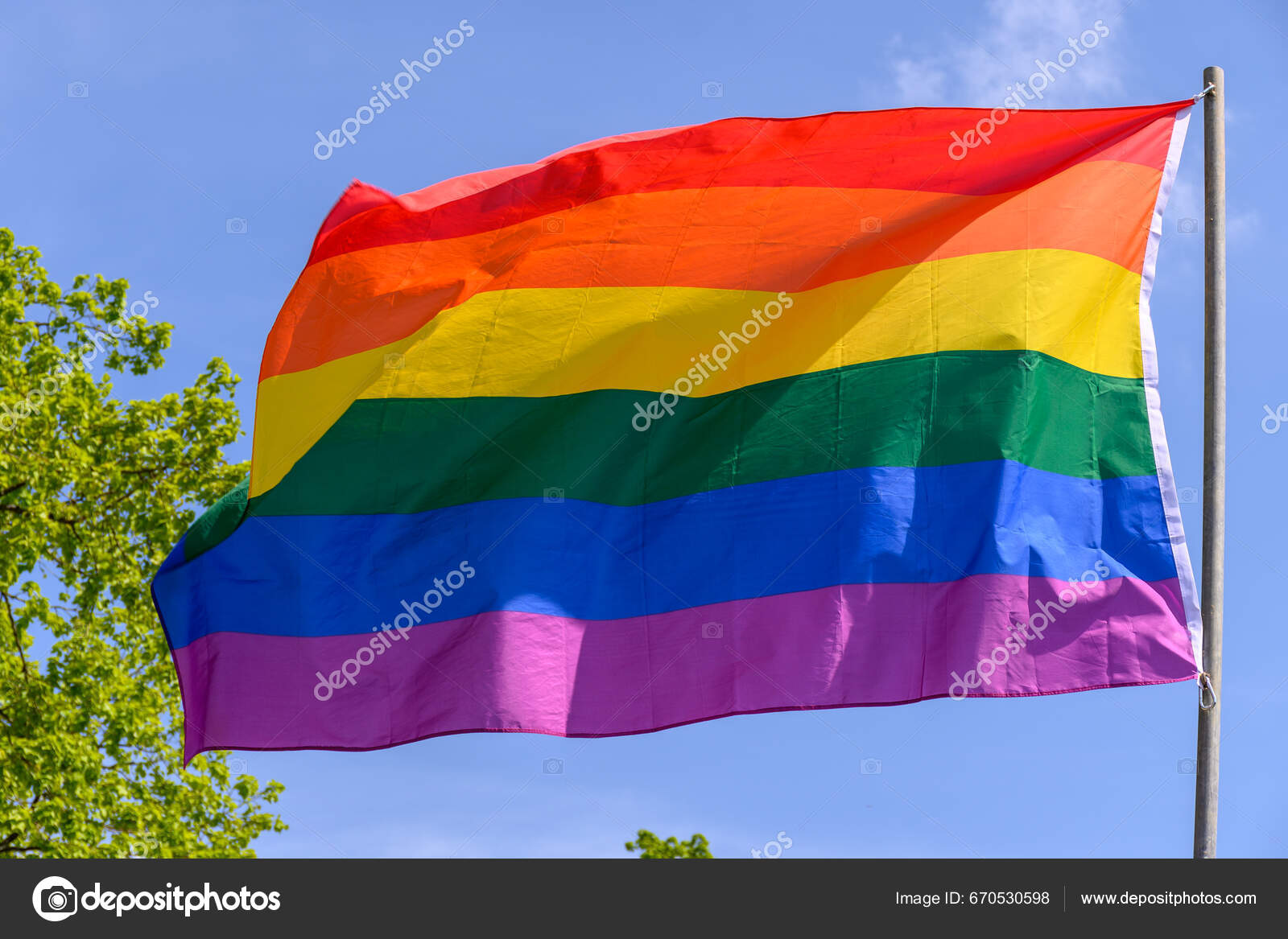 Gay Pride Rainbow Colours Flag Blue Sky Outdoor — Stock Photo © foto ...