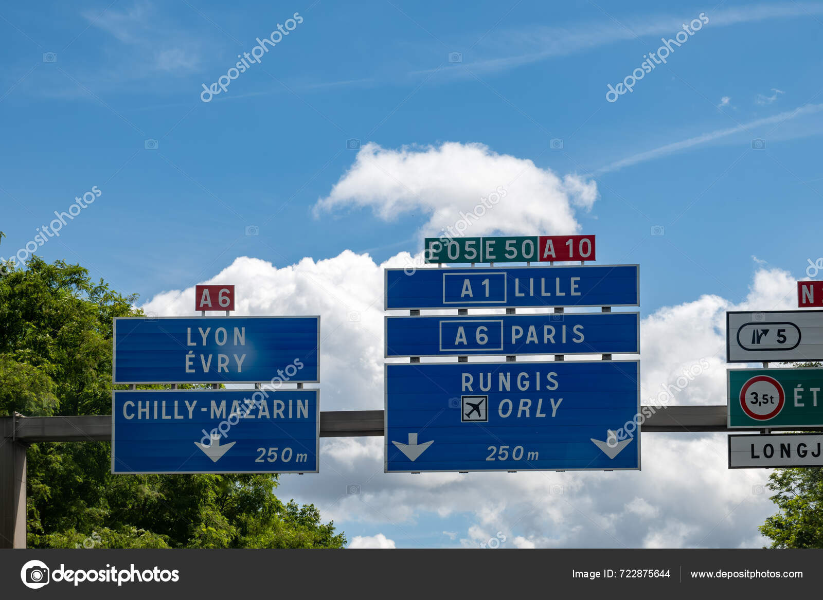 Driving Summer Highway Road Signs Direction Paris Other French Cities ...