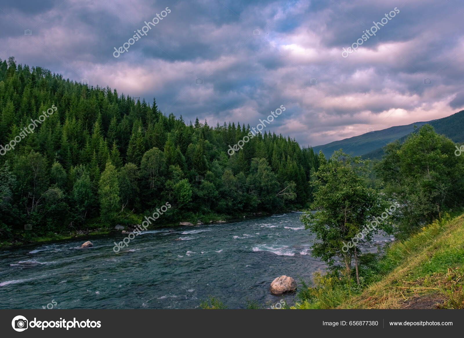 Beautiful River Lapland Midnight Sun Norway Stock Photo by ©stefano ...
