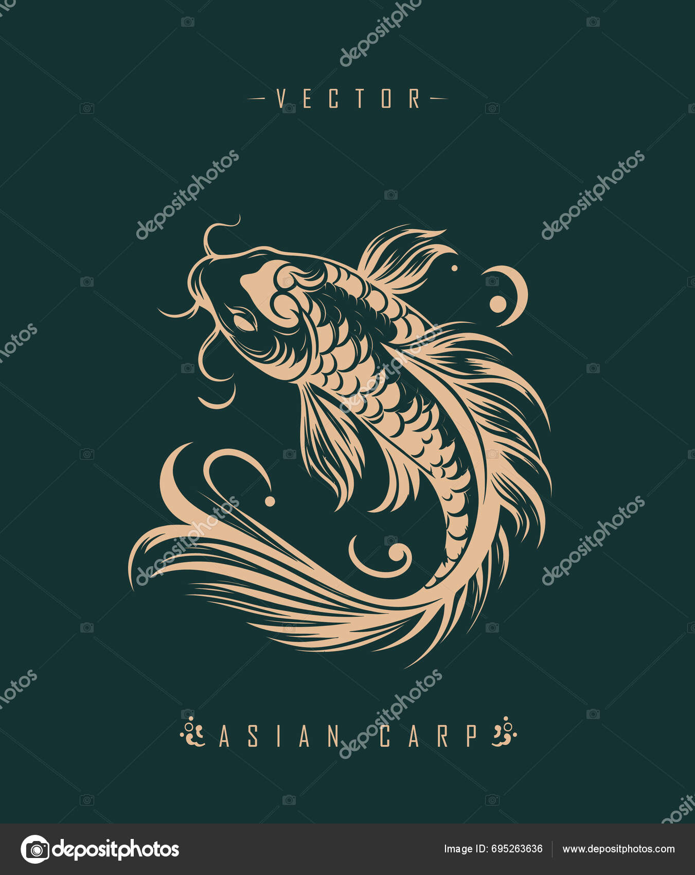 Chinese Carp Traditional Art Form Stock Vector by ©kitoul 695263636