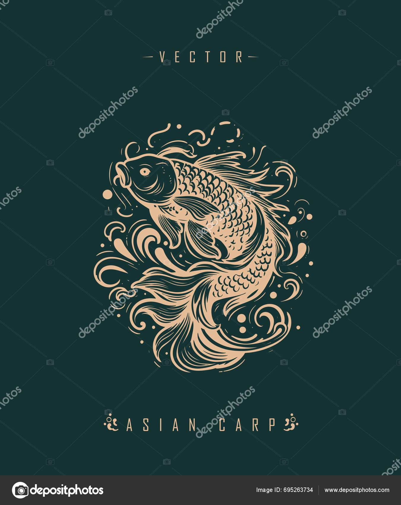 Chinese Carp Traditional Art Form Stock Vector by ©kitoul 695263734