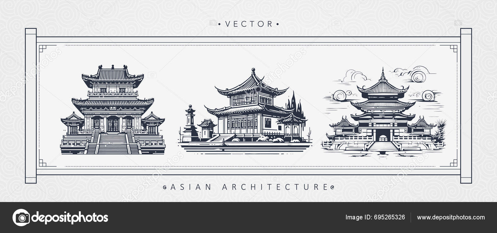 Chinese Ancient Architecture Tower Art Stock Vector by ©kitoul 695265326