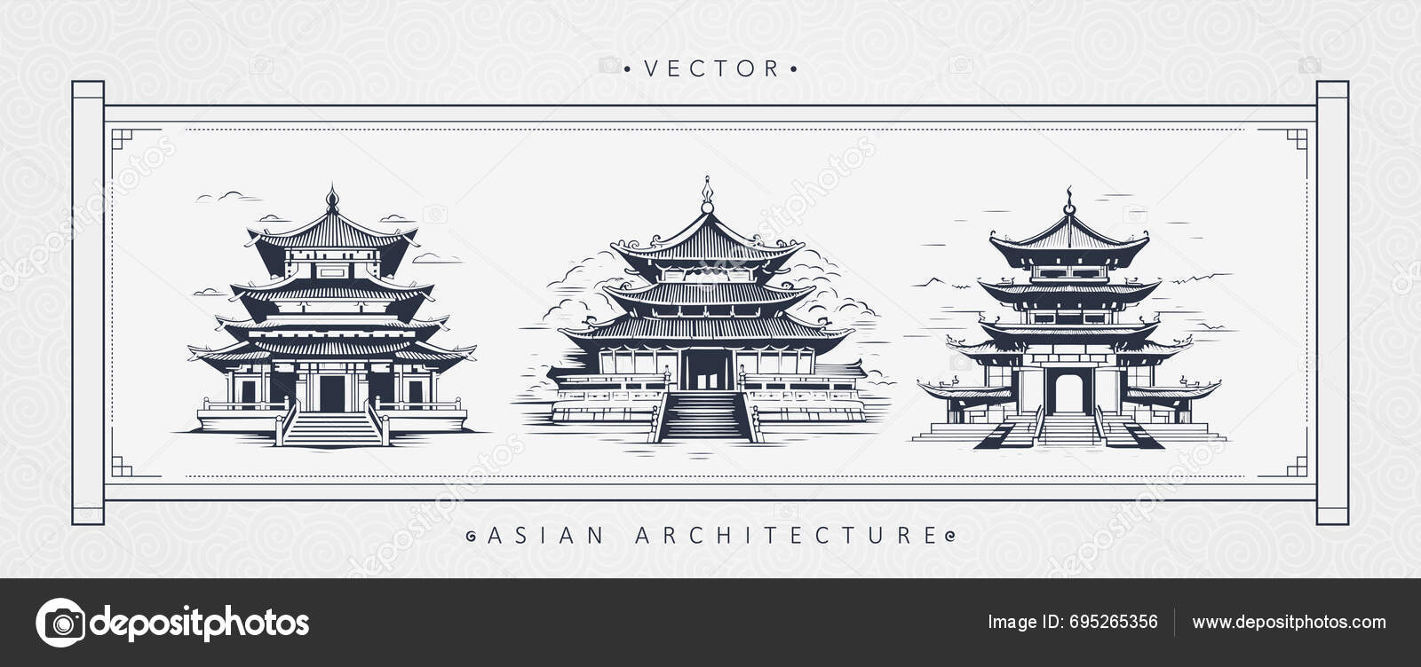 Chinese Ancient Architecture Tower Art Stock Vector by ©kitoul 695265356