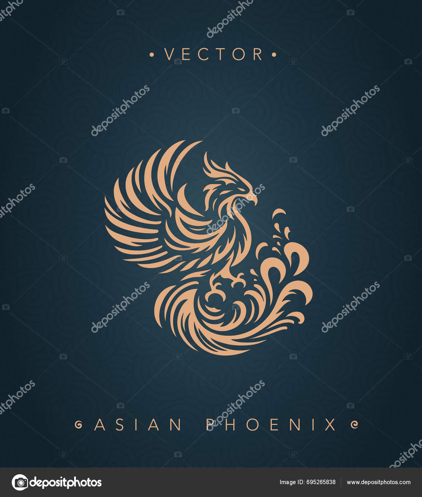 Asian Traditional Phoenix Pattern Ancient Chinese Phoenix Stock Vector ...