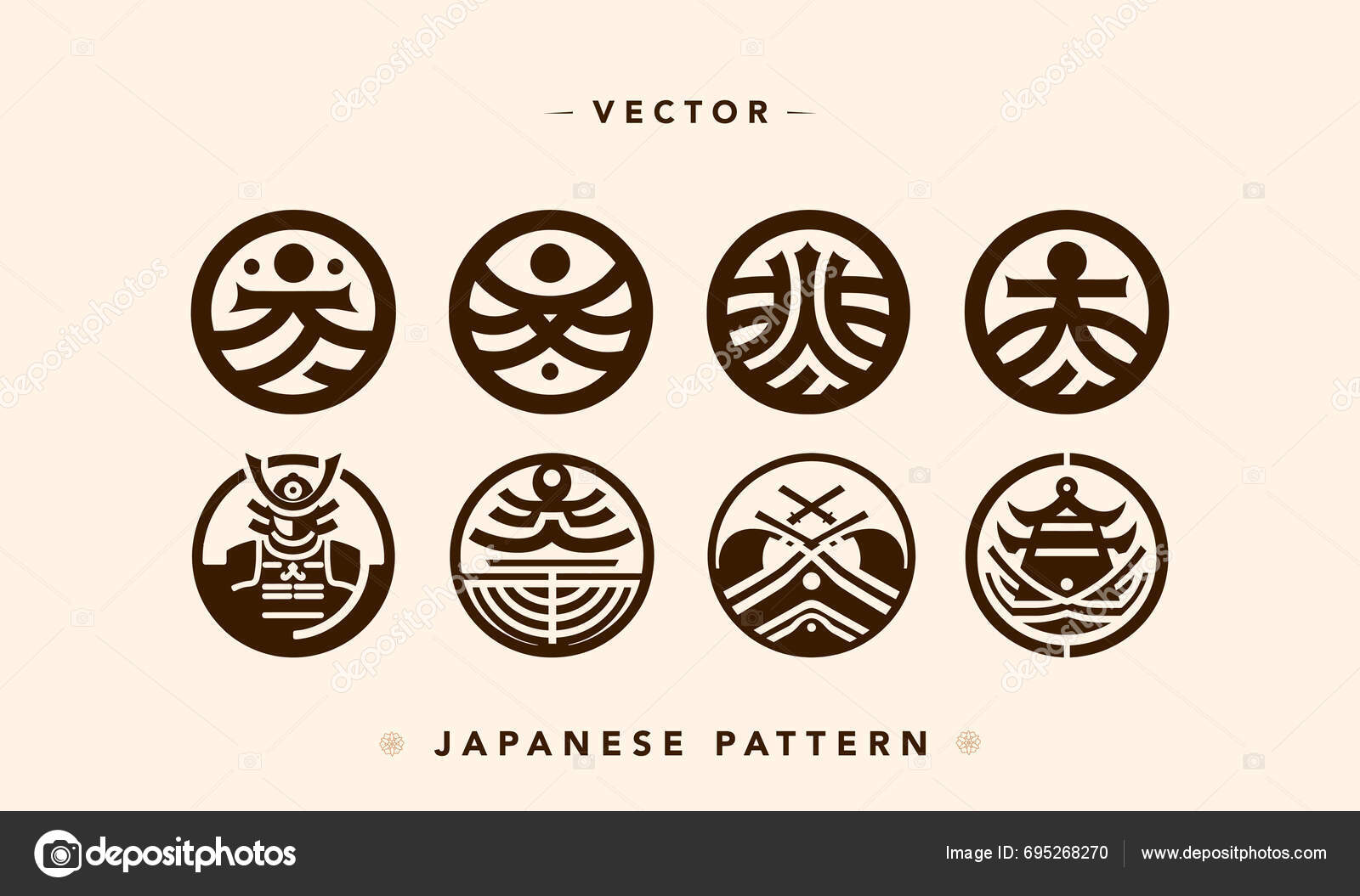 Samurai Shinto Symbols Vector Collection Stock Vector by ©kitoul 695268270